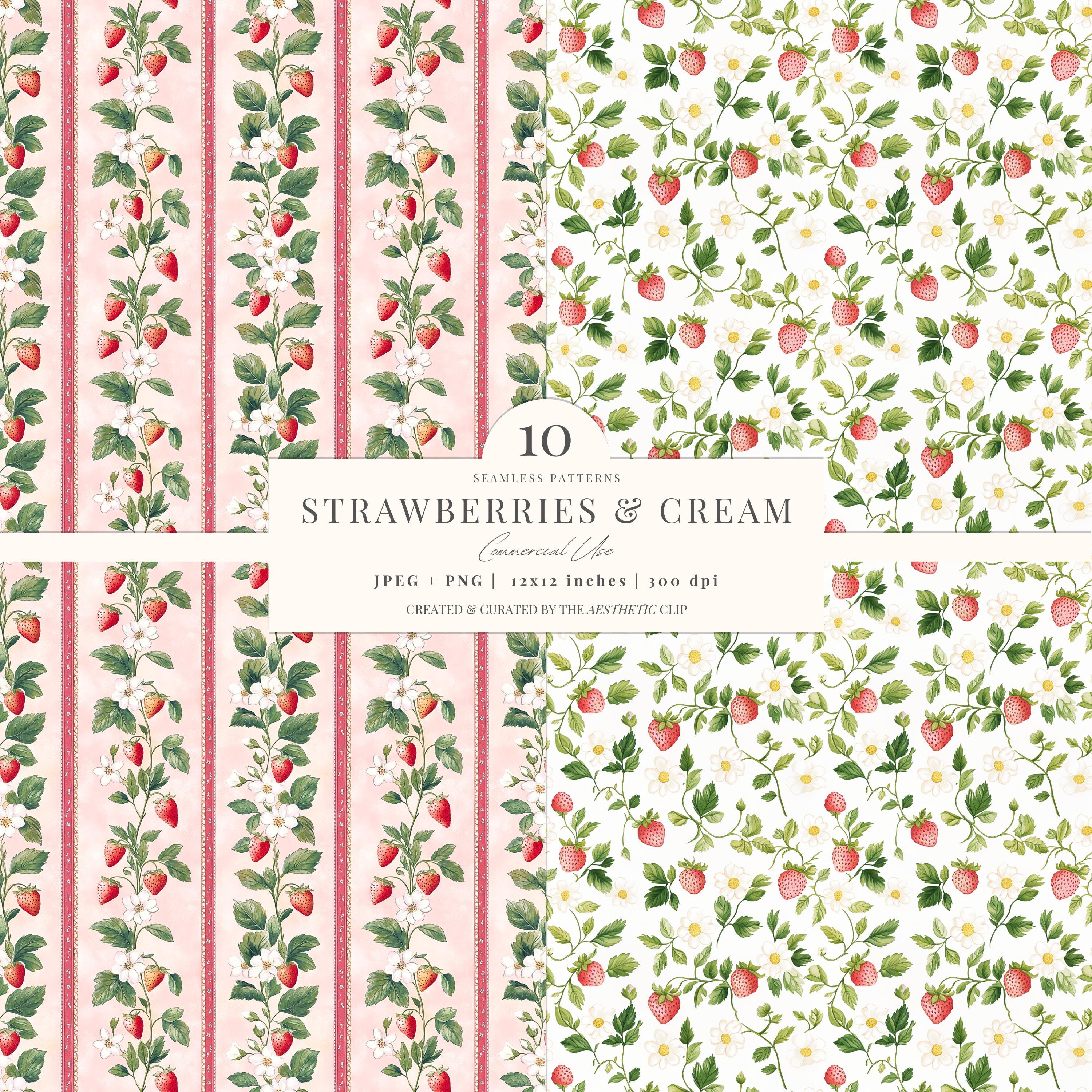 Strawberry Digital Paper | Berry Sweet Pattern | Grandmillenial Paper ...