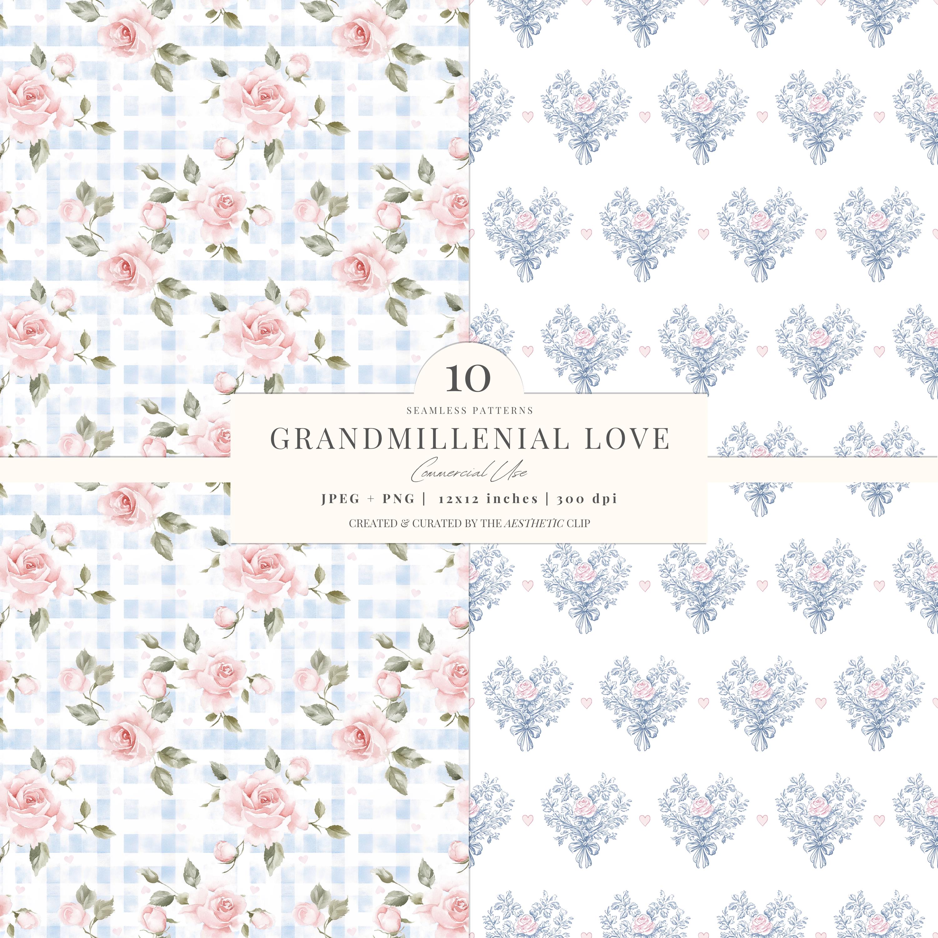 Valentines Day Digital Paper | Grandmillenial Love Patterns | Seamless ...