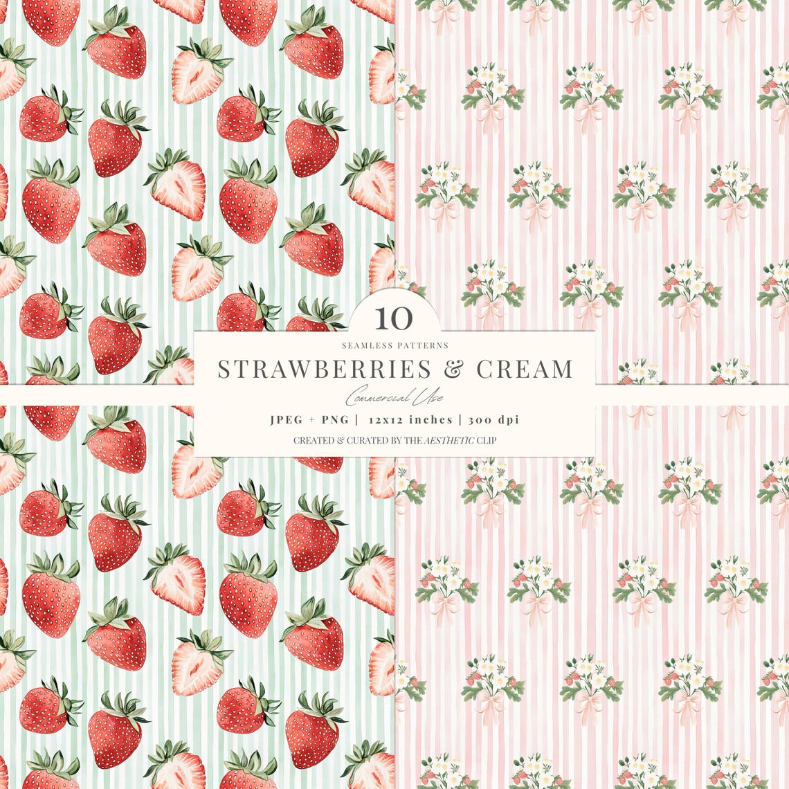 Strawberry Digital Paper | Berry Sweet Pattern | Grandmillenial Paper ...