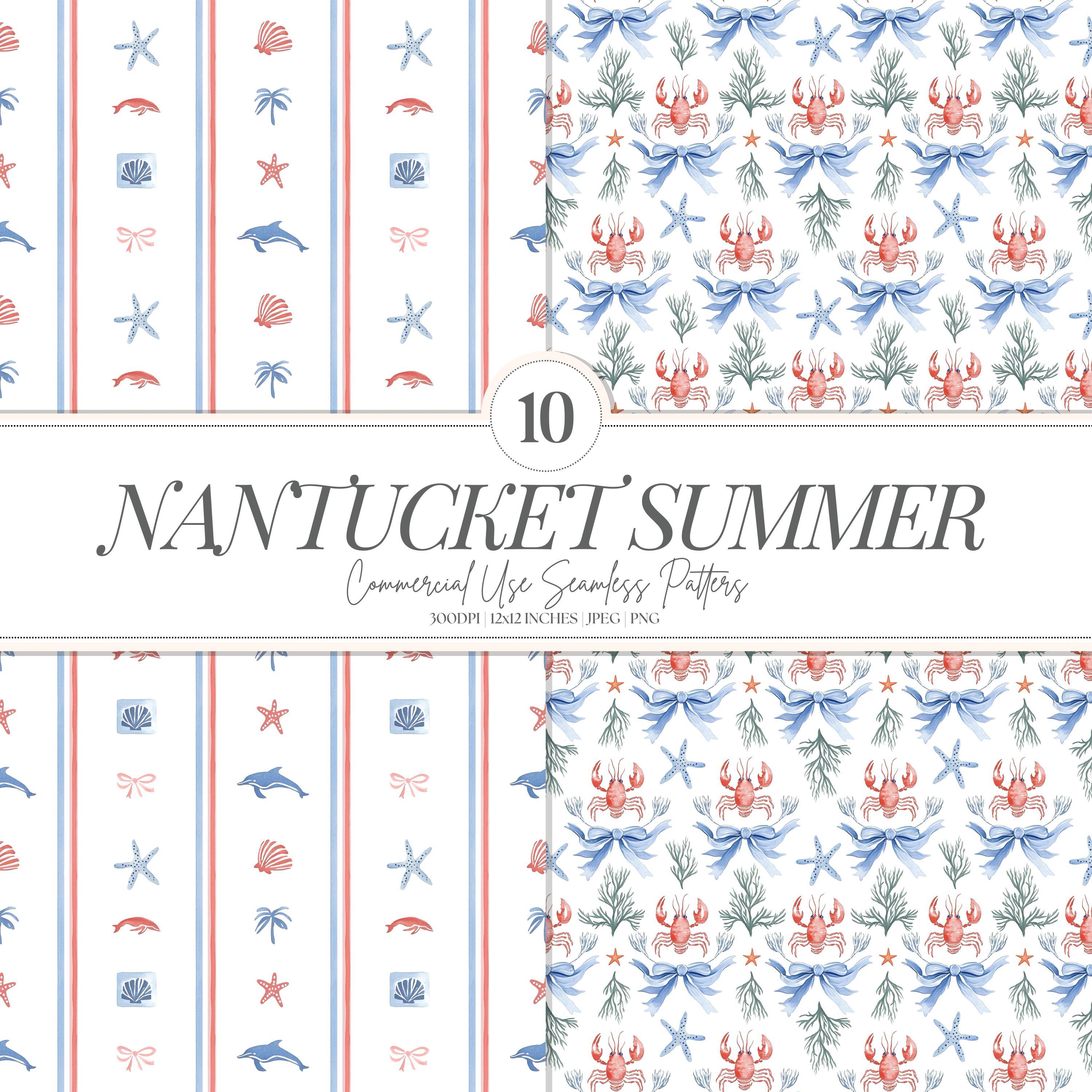 Coastal Digital Paper | Grandmillenial Pattern | Coquette Fisherman ...
