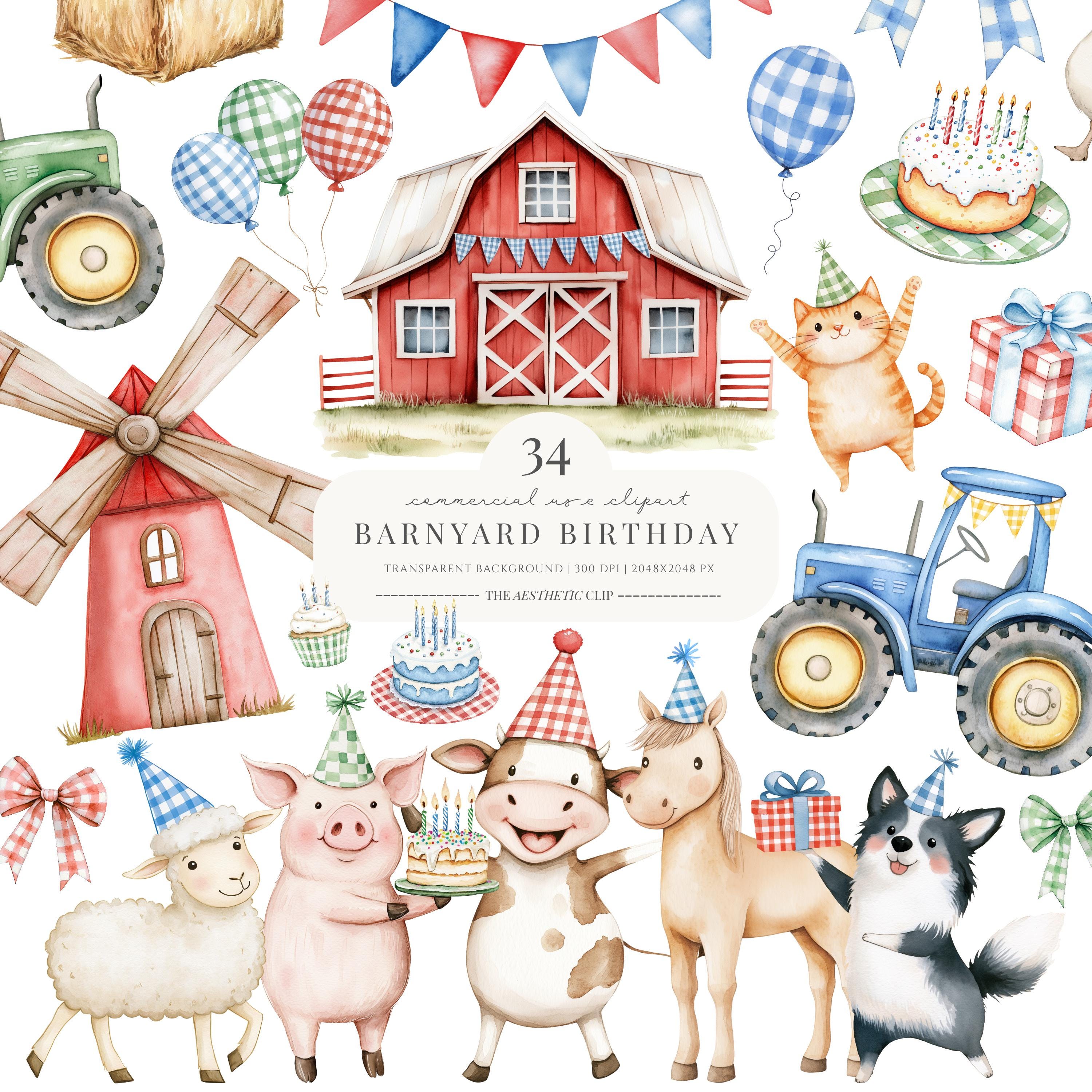 Barnyard Birthday | Farm Baby Shower Clipart | Digital Download | Cute ...