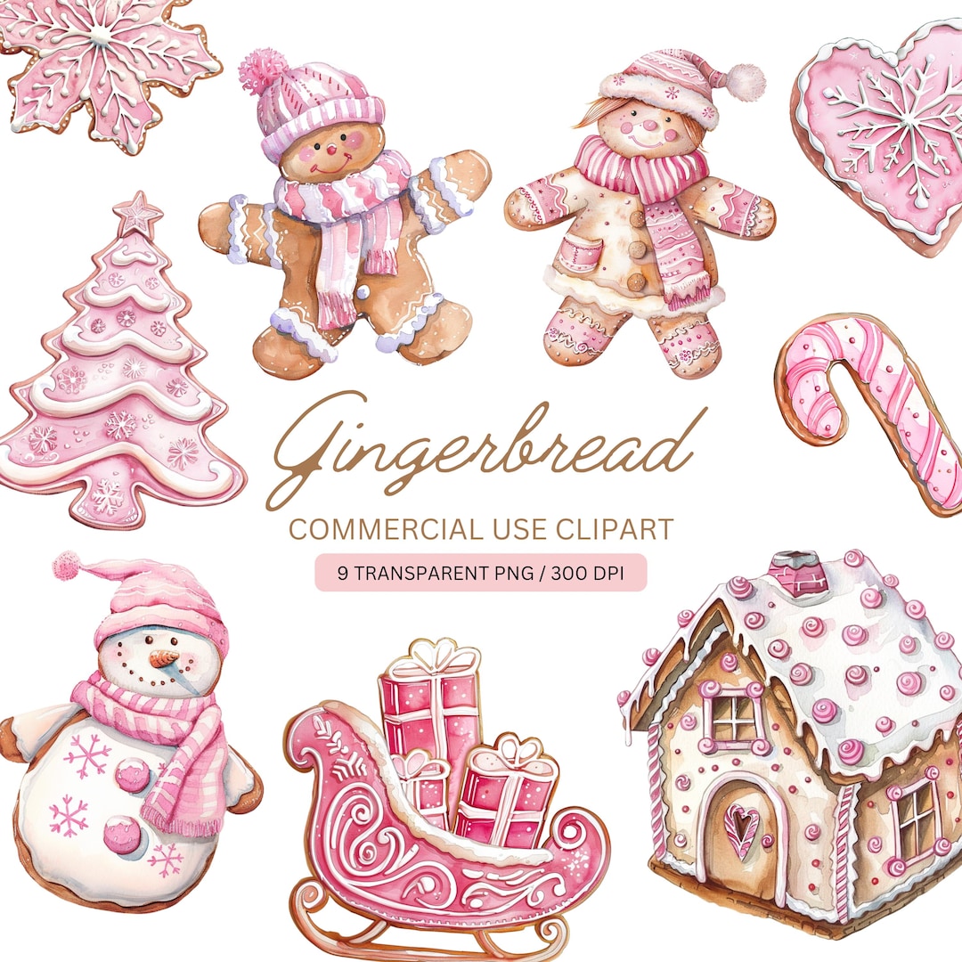 9 PNG Pink Gingerbread Clipart Gingerbread Pink Christmas Christmas ...