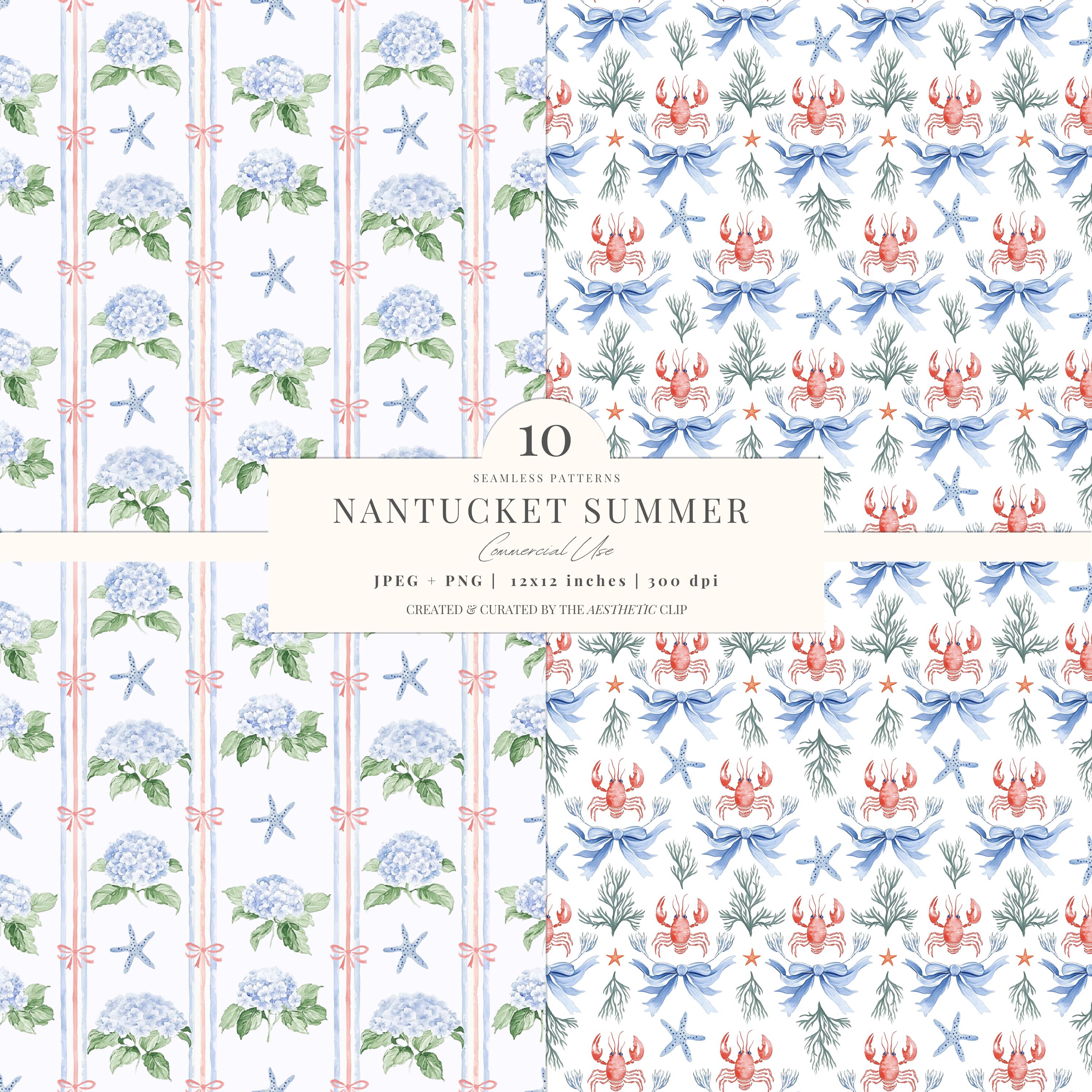Coastal Digital Paper | Grandmillenial Pattern | Coquette Fisherman ...