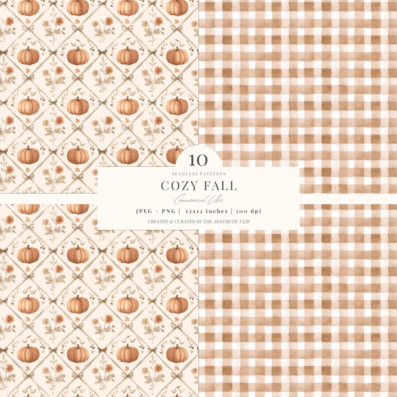 Fall Seamless Pattern | Cozy Autumn Digital Paper | Pumpkin Background ...