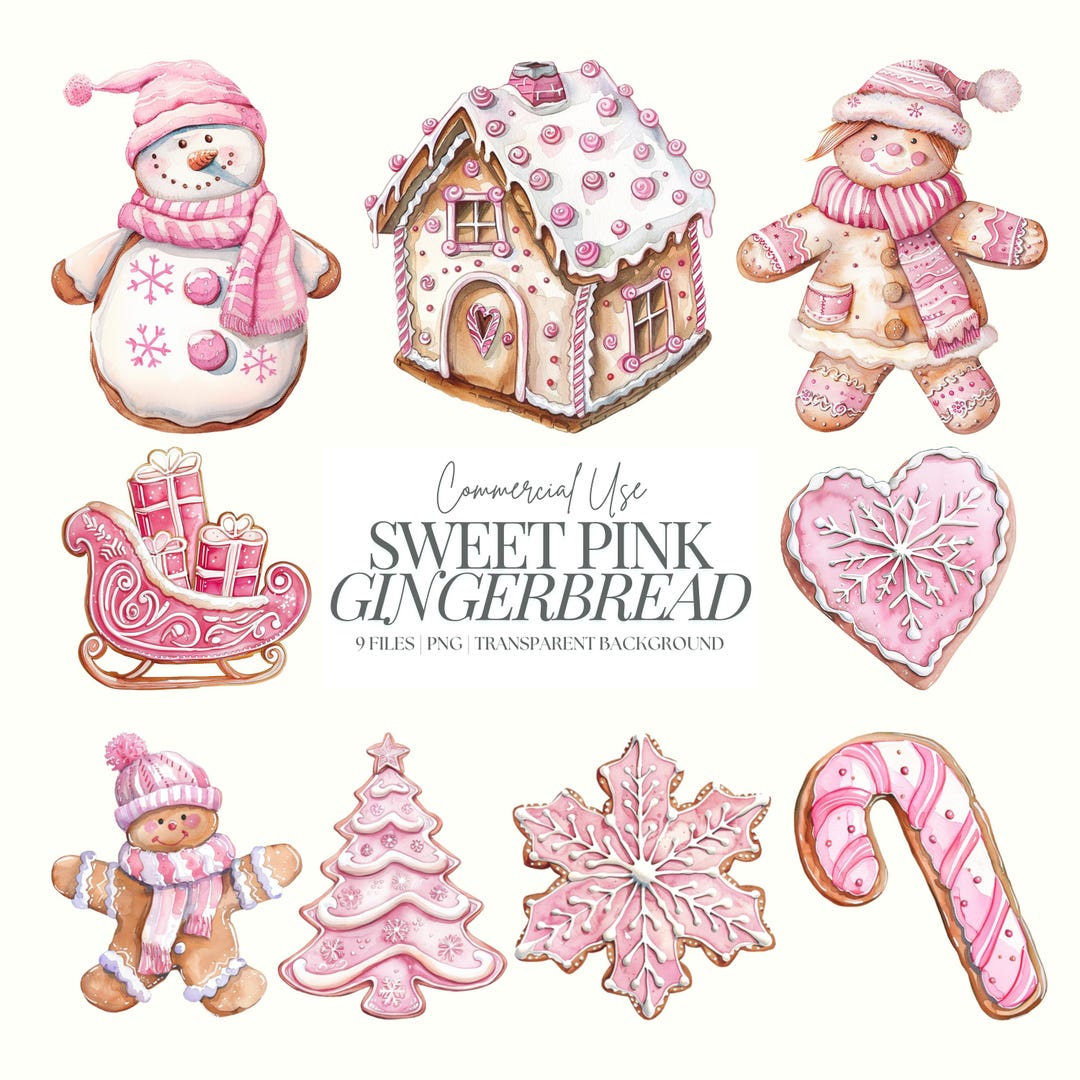 Pink Gingerbread Clipart Gingerbread Pink Christmas Christmas Cookie ...