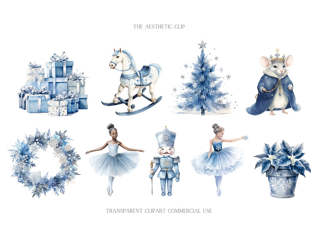 Nutcracker Christmas Clipart Watercolour Christmas PNG Blue Xmas ...