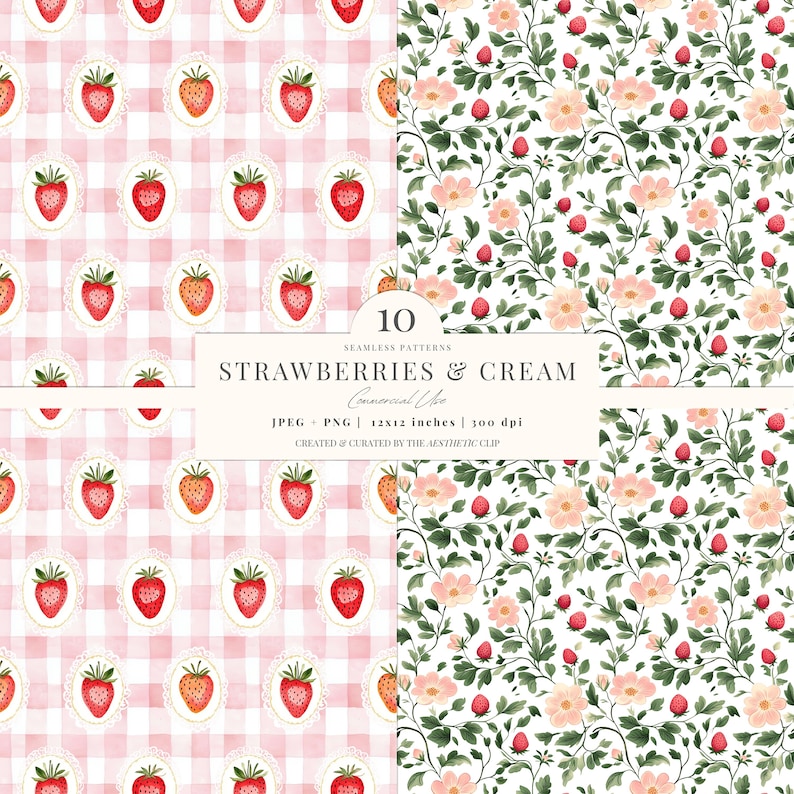 Strawberry Digital Paper | Berry Sweet Pattern | Grandmillenial Paper ...