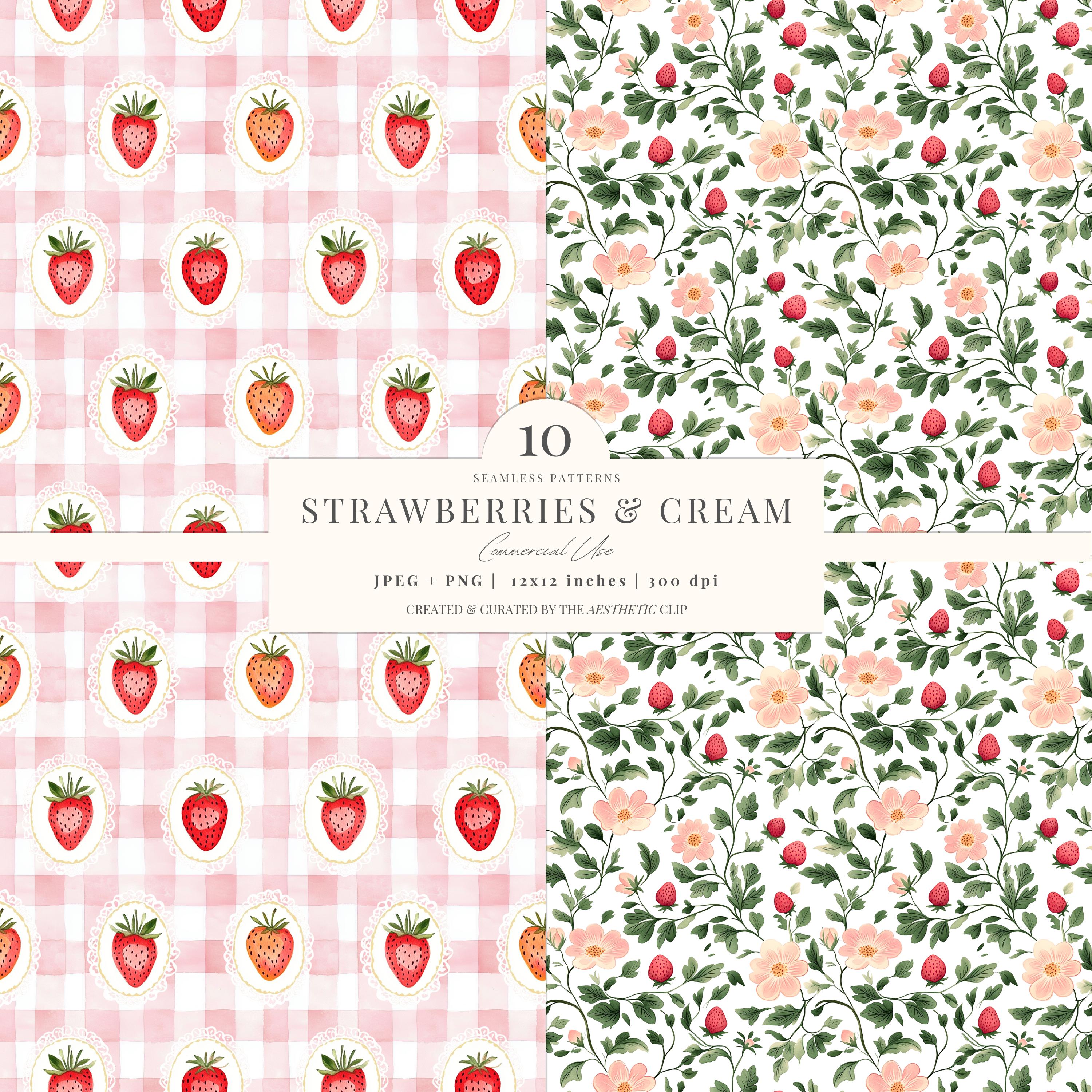 Strawberry Digital Paper | Berry Sweet Pattern | Grandmillenial Paper ...