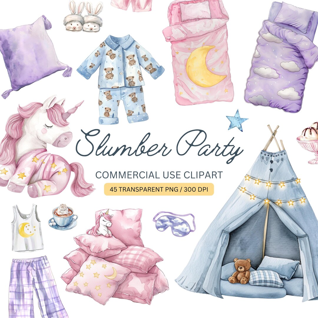 45 PNG Pyjama Party Clipart Sleepover PNG Cozy Bedtime Cute Slumber ...