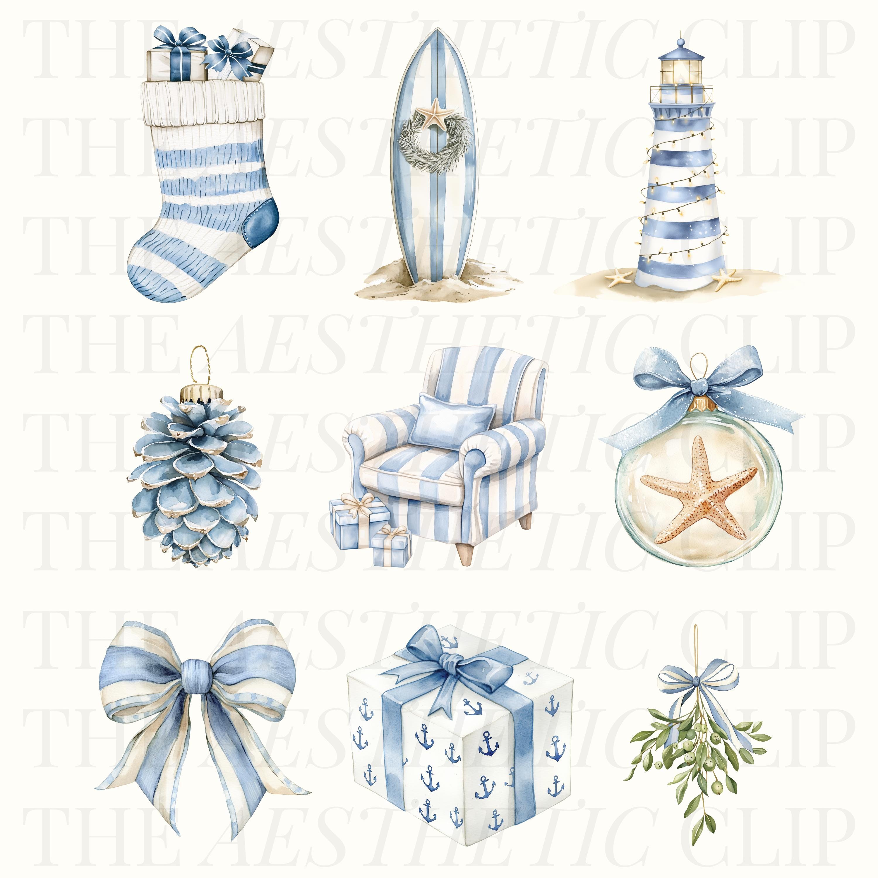 Coastal Christmas Clipart | Ocean Christmas PNG | Beach Christmas PNG ...