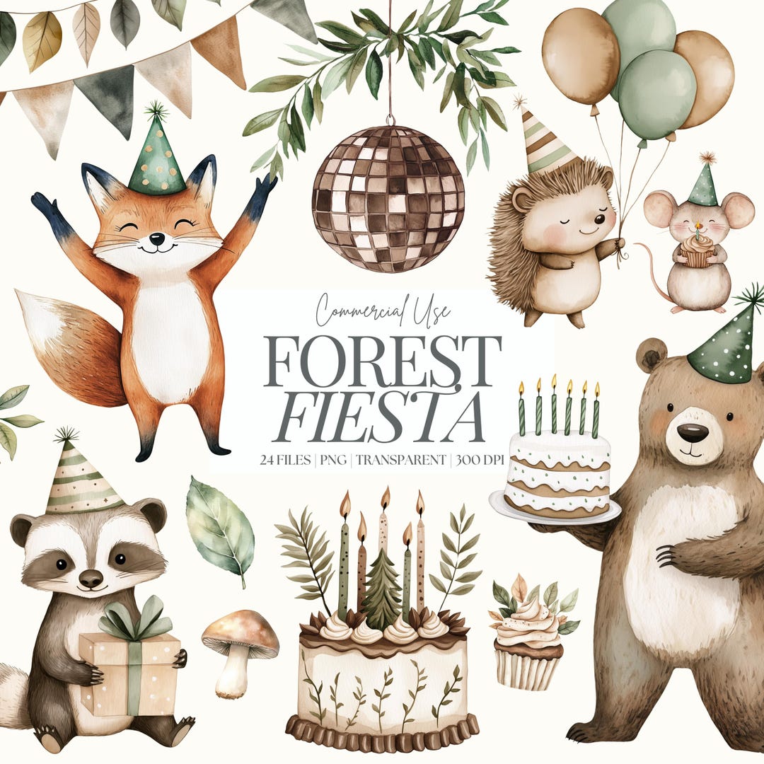Boho Woodland Clipart | Woodland Birthday Clipart | Forest Animals ...