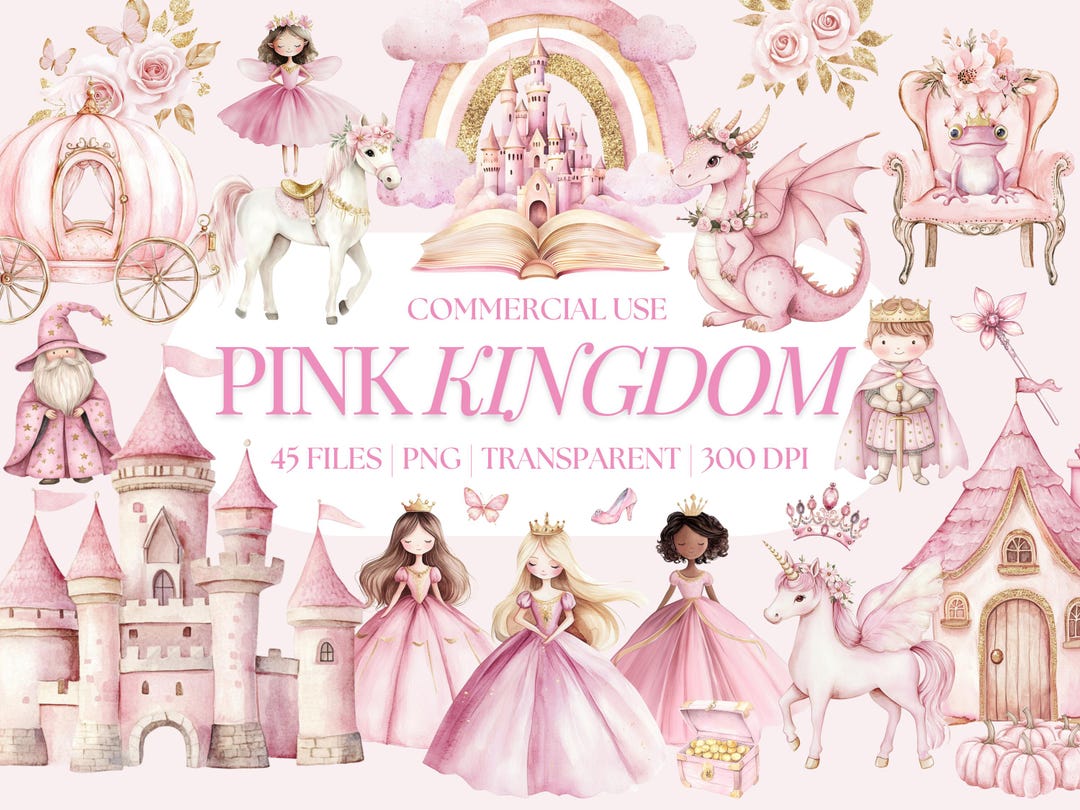 Pink Princess Clipart Fairy Clipart Fairytale Clipart Magical Kingdom ...