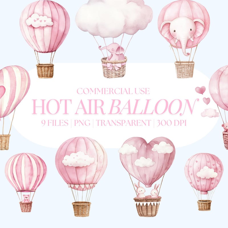 Hot Air Balloon Clipart - Etsy