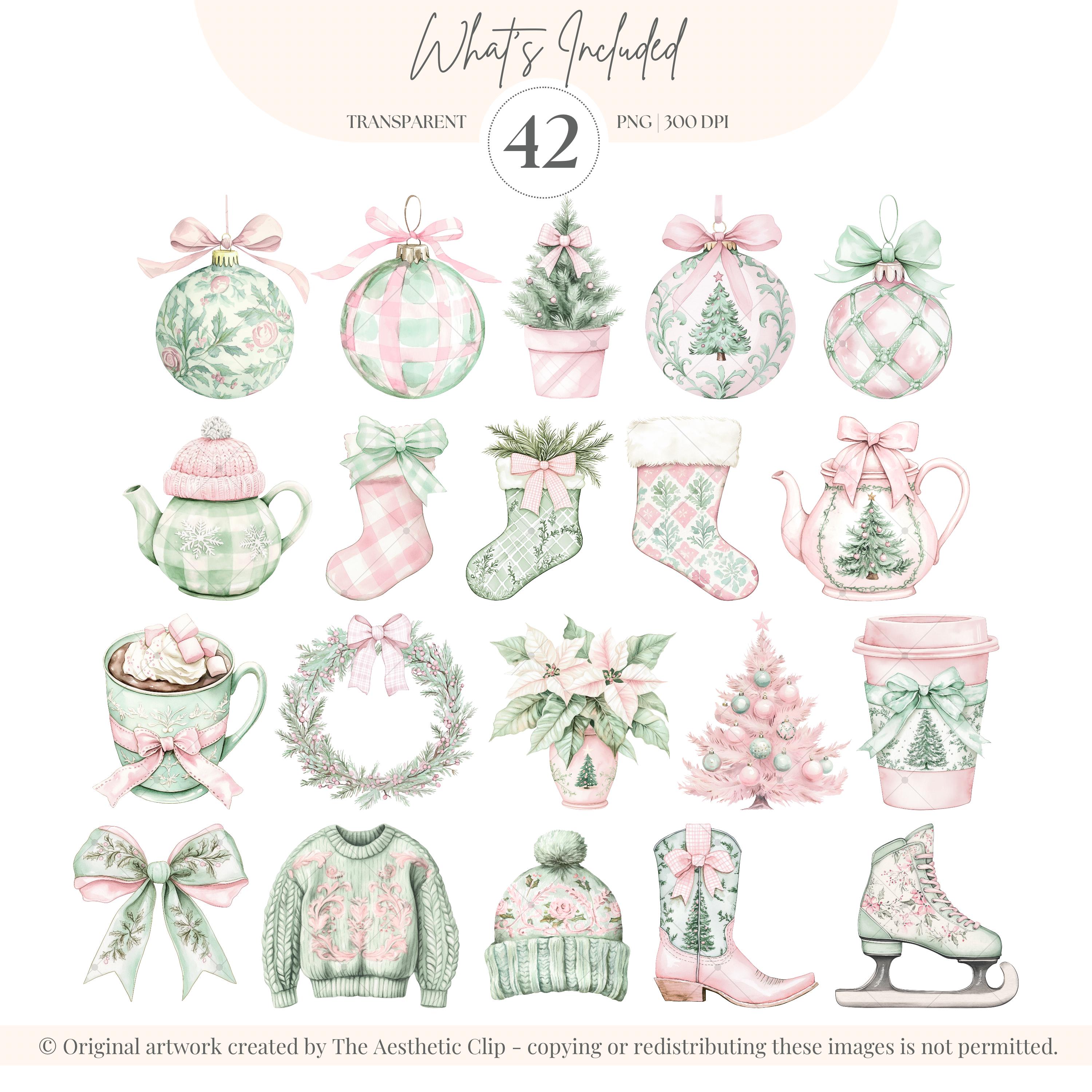 Coquette Christmas Clipart | Preppy Xmas | Rococo Holiday ...