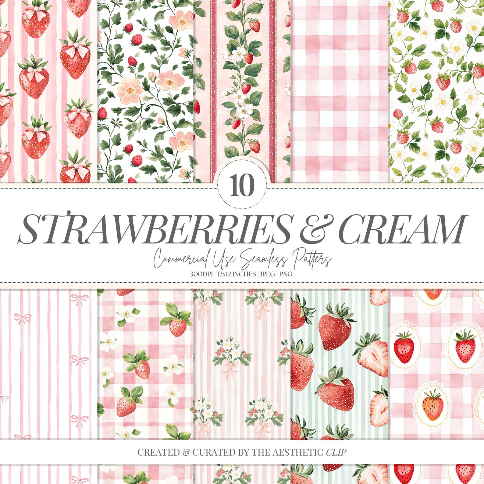 Strawberry Digital Paper | Berry Sweet Pattern | Grandmillenial Paper ...