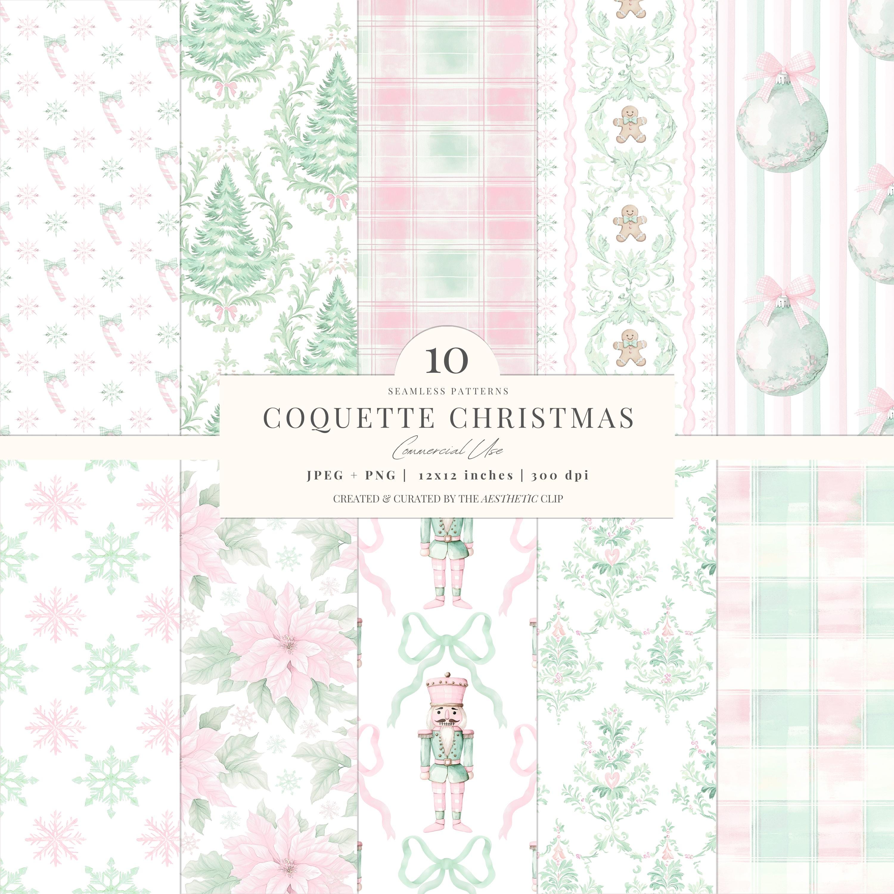 Pastel Christmas Seamless Pattern | Coquette Christmas Digital Paper ...