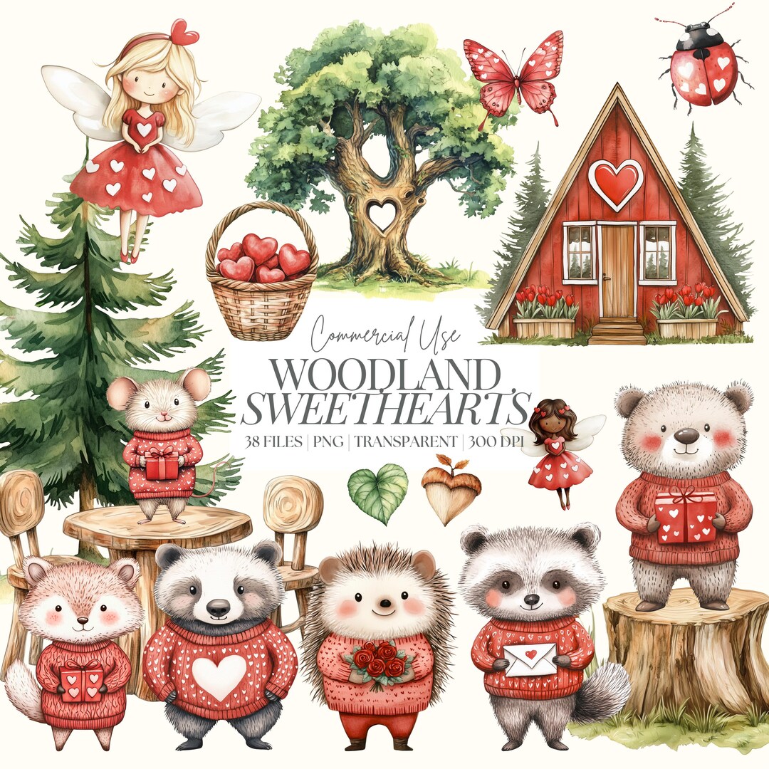 Valentine's Day Clipart | Woodland Valentines | Woodland Animals ...