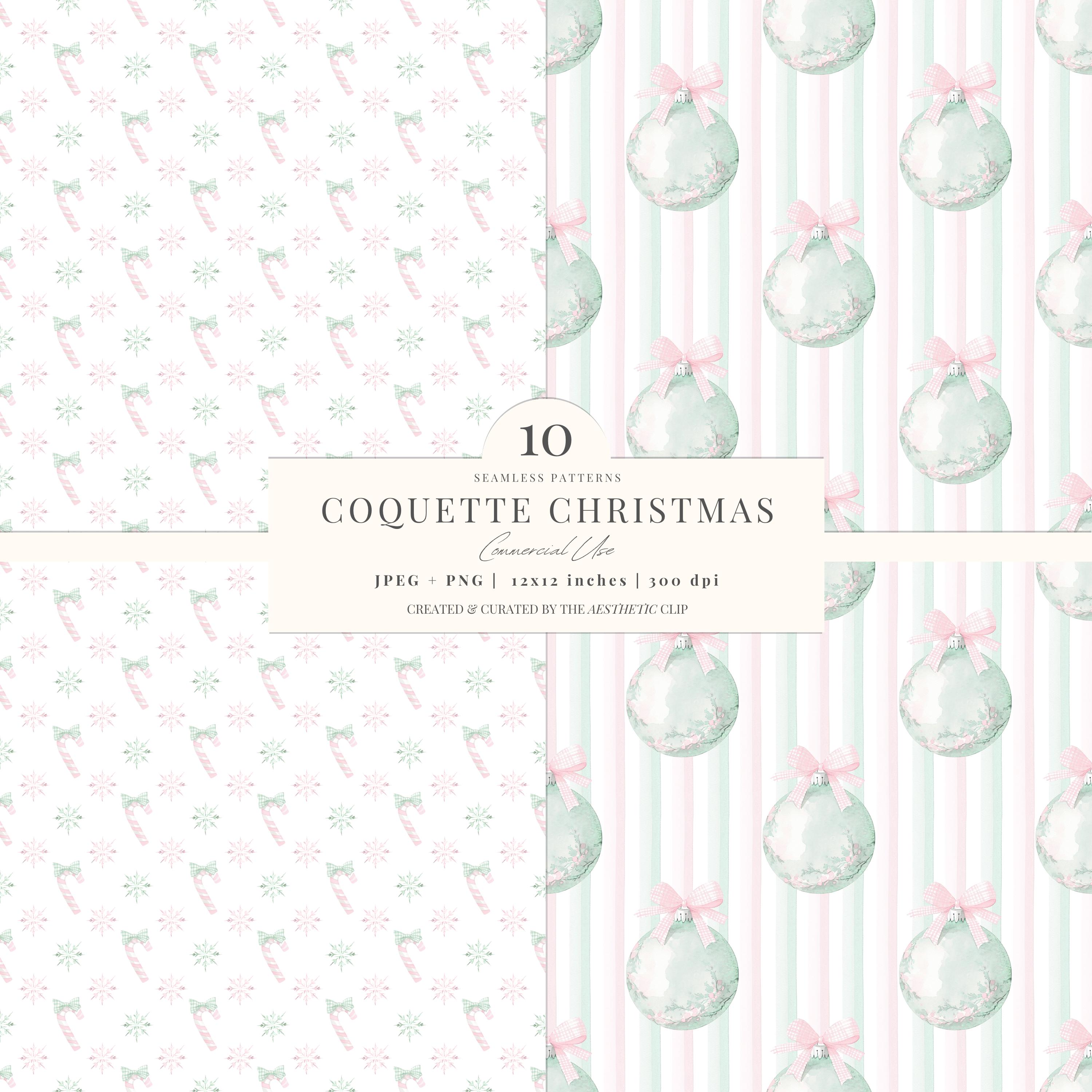 Pastel Christmas Seamless Pattern | Coquette Christmas Digital Paper ...