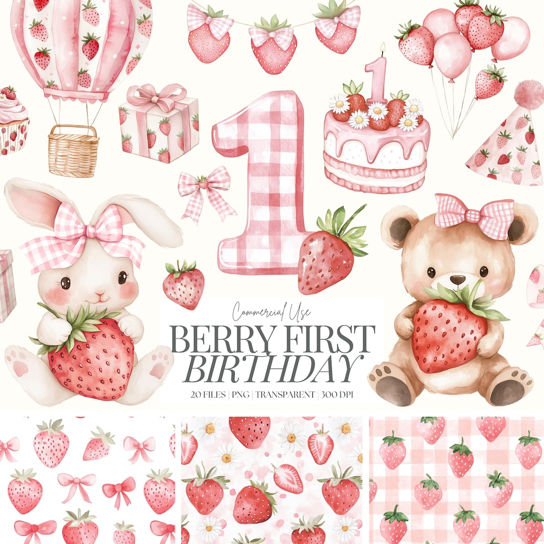 Berry First Birthday | Transparent Png | Strawberry Clipart | Berry ...