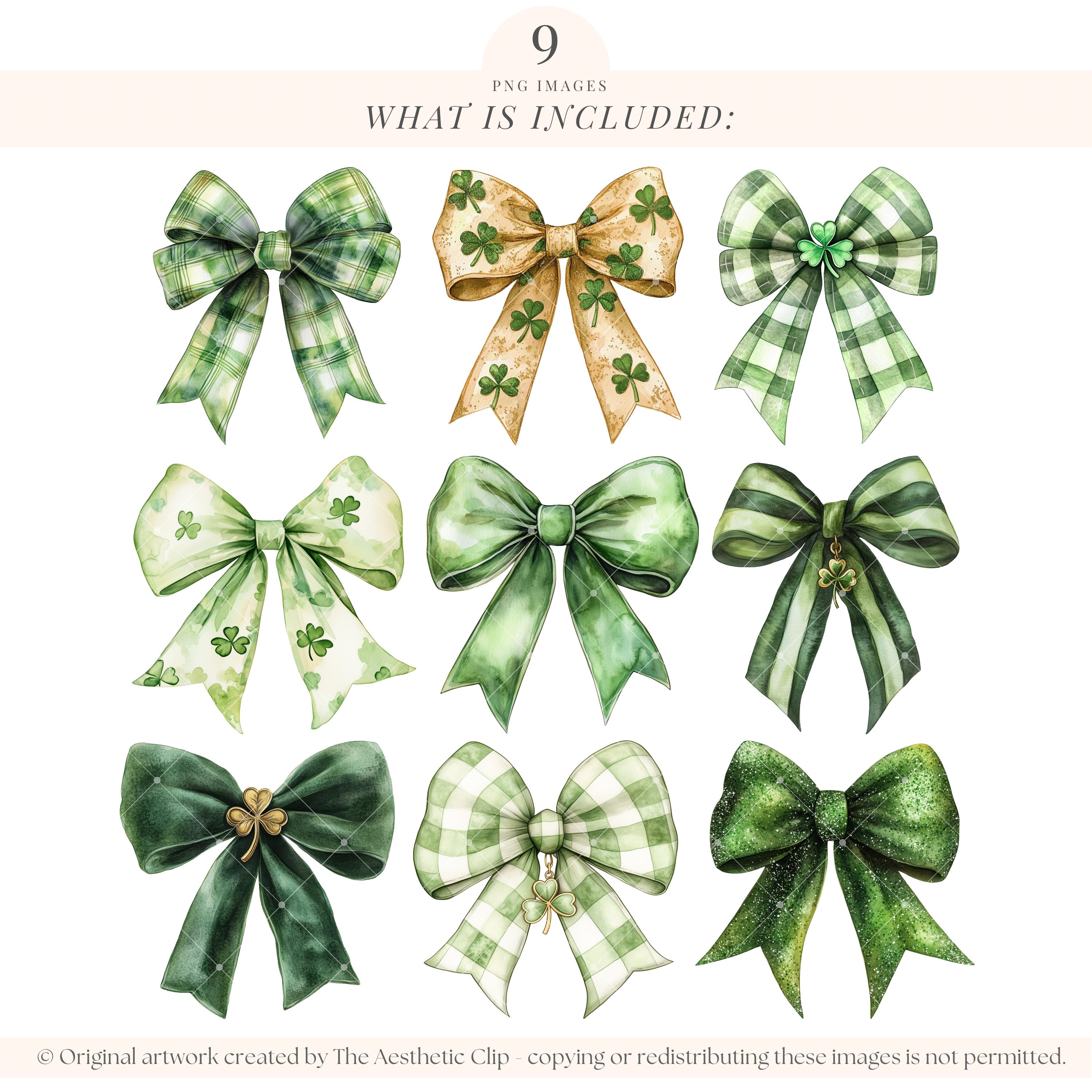 St. Patrick's Day Clipart | Watercolor Bows | Irish Bows Clipart ...