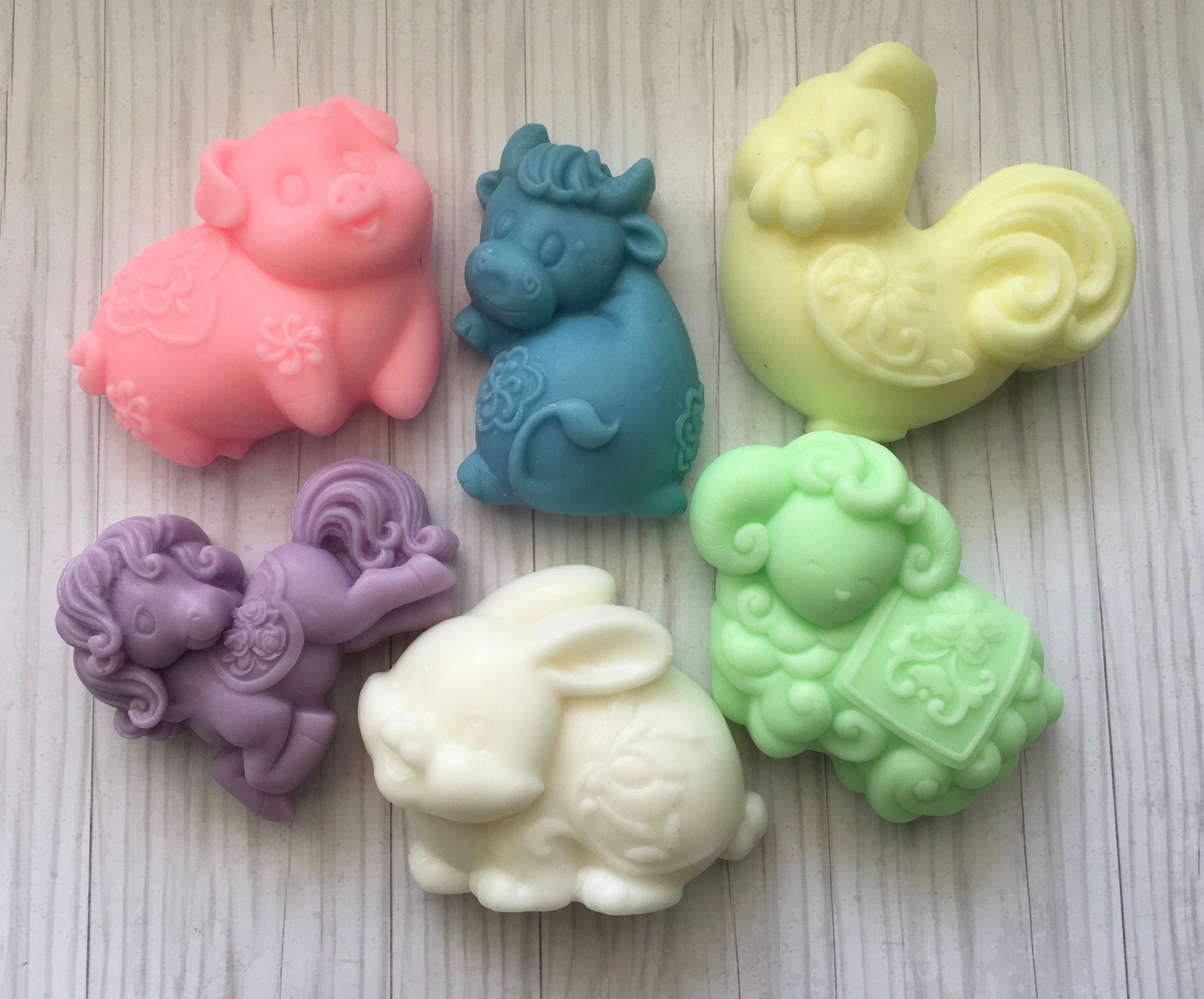 Farm Animal Soap Set of 6 Soaps Farm Animal Gift | Etsy