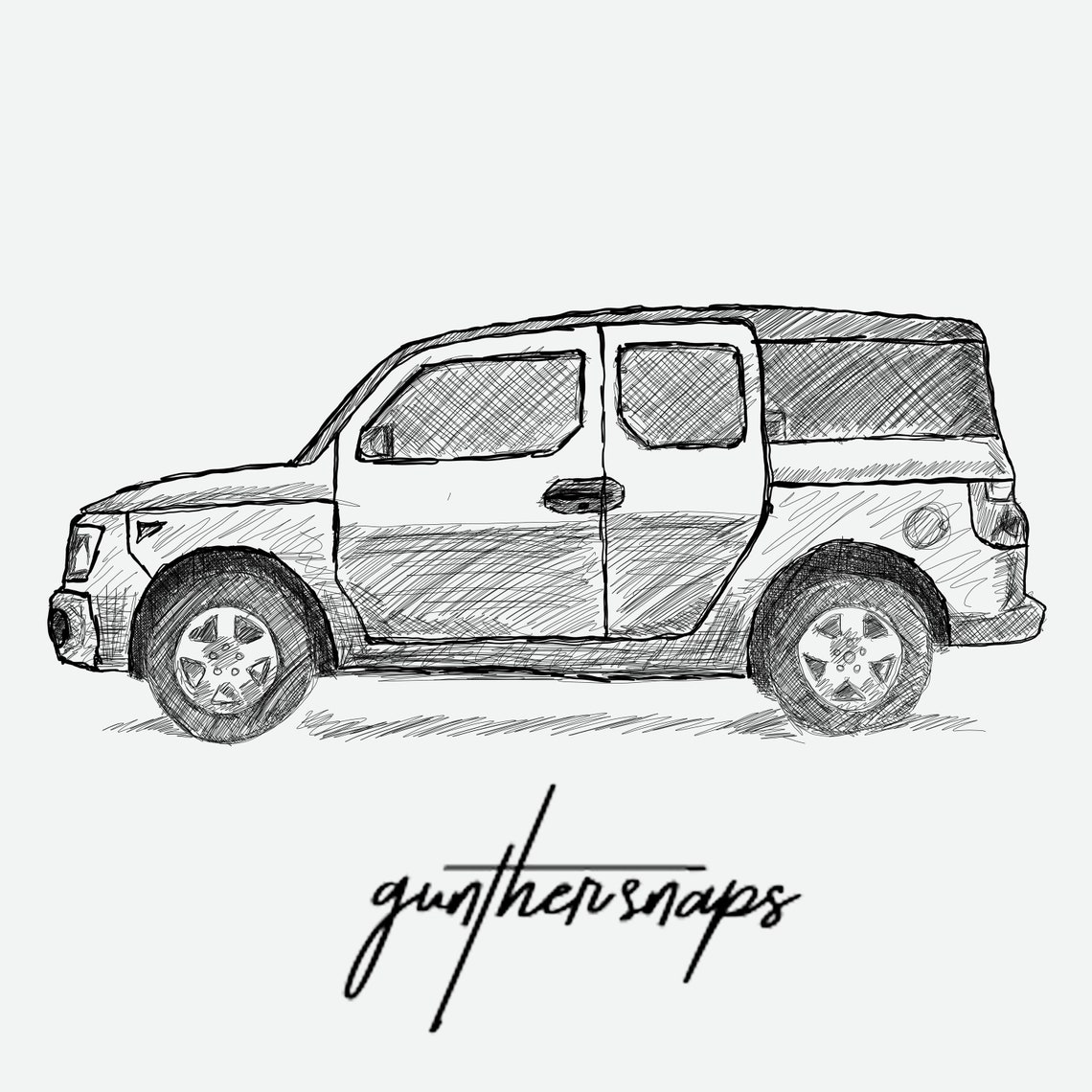 Hand-drawn Honda Element Sticker | Etsy