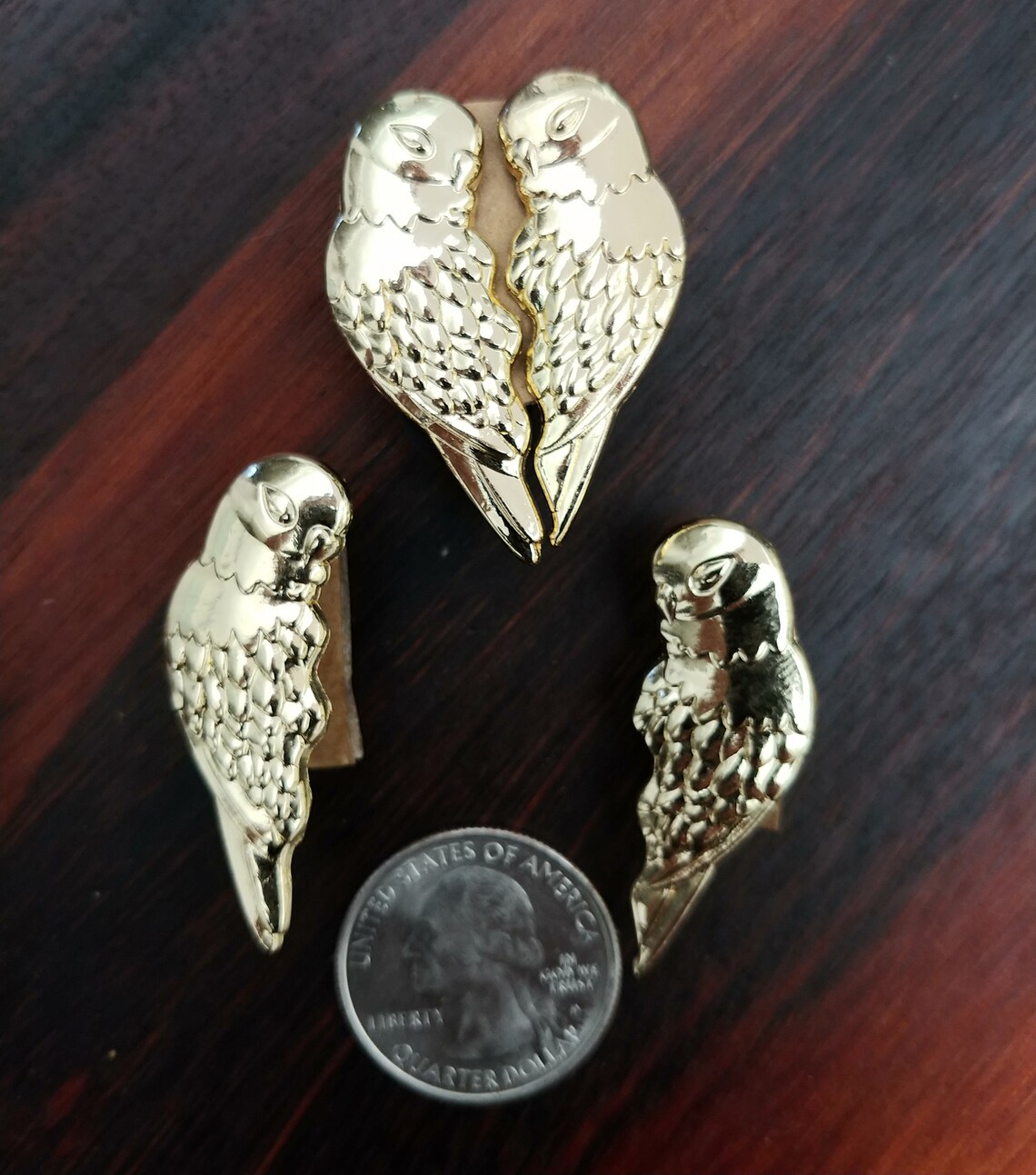 Gold Love Birds Lapel Bag Hat Pin Pair - Etsy