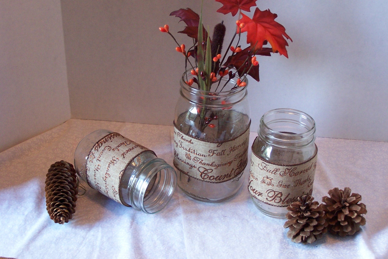 Sparkling Fall Harvest Jar Wraps for Your Fall Table Decor, Autumn Home ...