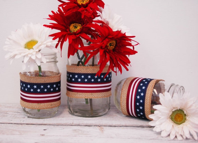 Americana Flag Print Ribbon Jar Wraps.home Decor,kitchen Decor, Outdoor ...