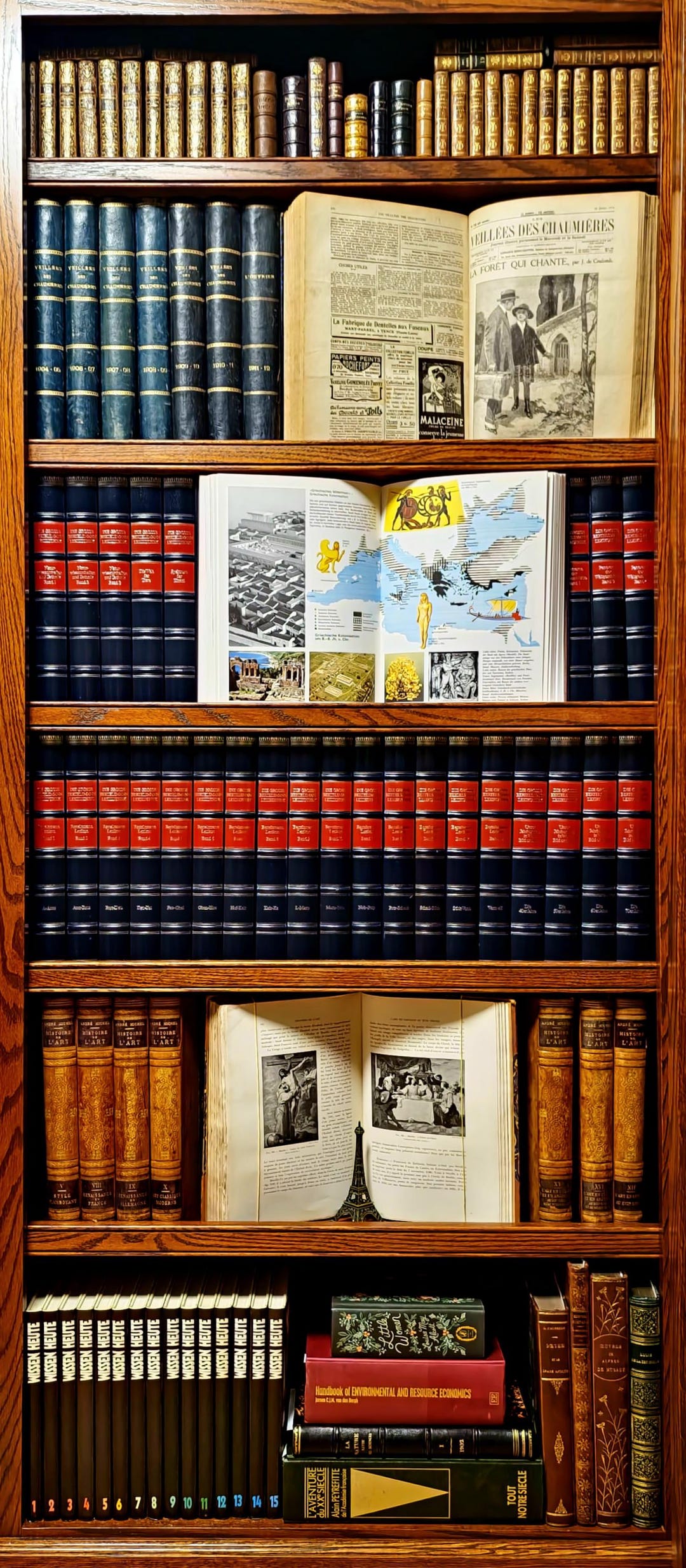 Antique Large Decorative Books, Vintage Leather Bound Library, Dark ...