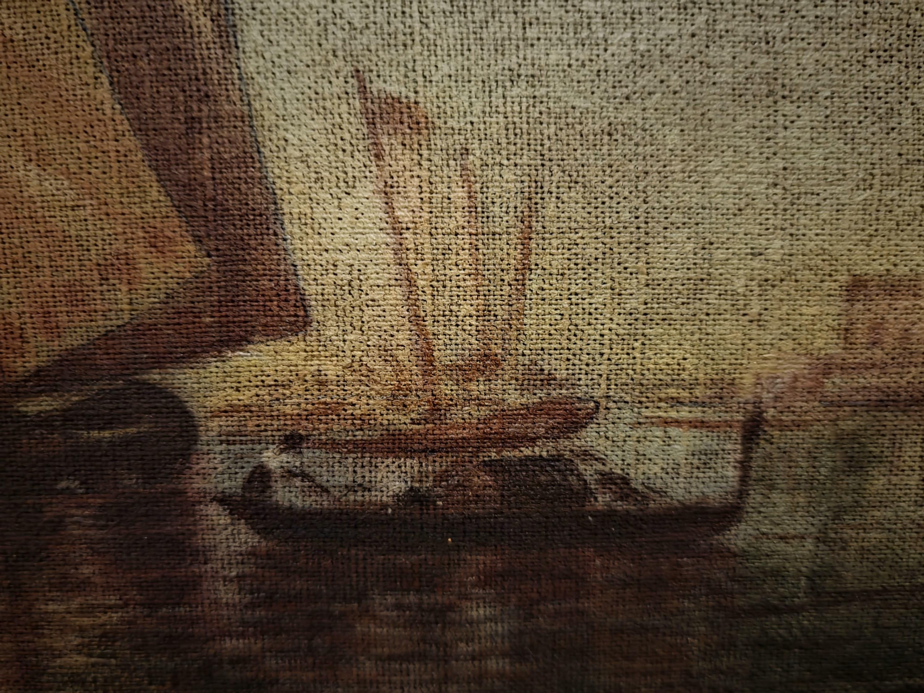 Antique Italian Seascape Oil Painting With Sailboats, Grand Canal ...