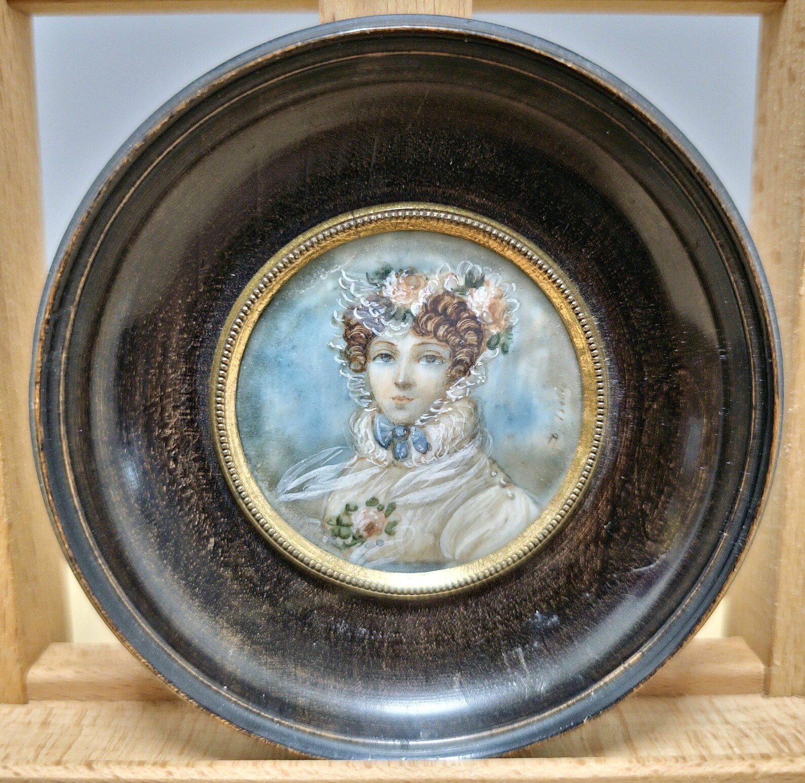 Antique Miniature Portrait – Napoleonic Lady Painting, 1850 Signed ...