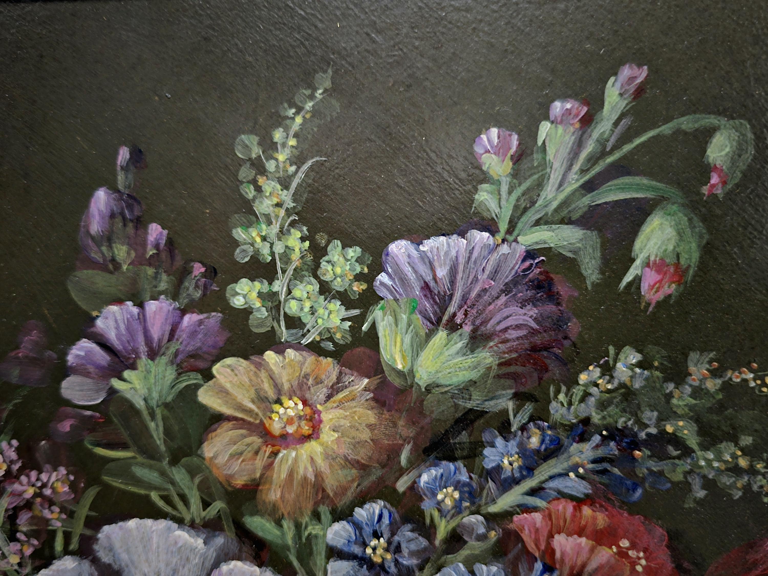 Vintage Dutch Floral Fruit Still Life Oil Painting, Original Gold ...