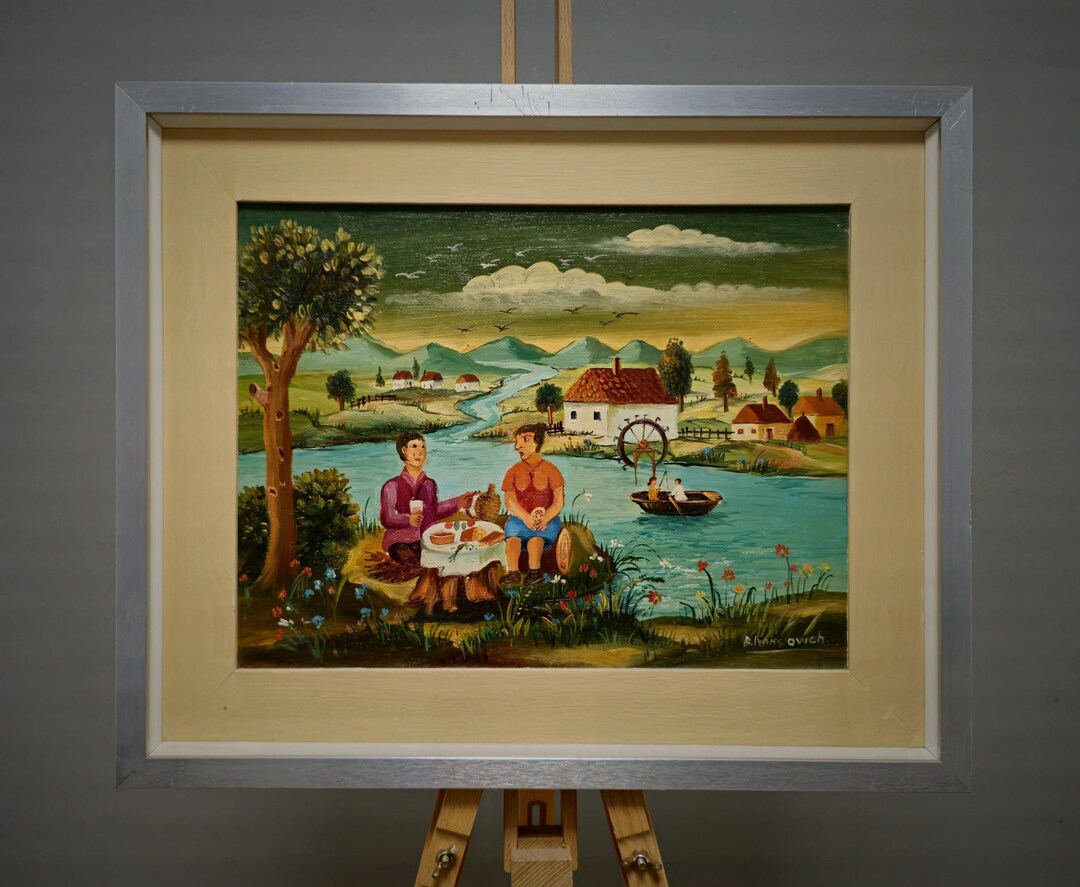 Naive Oil Painting, Rustic Farmhouse Decor, Countryside Wall Art ...