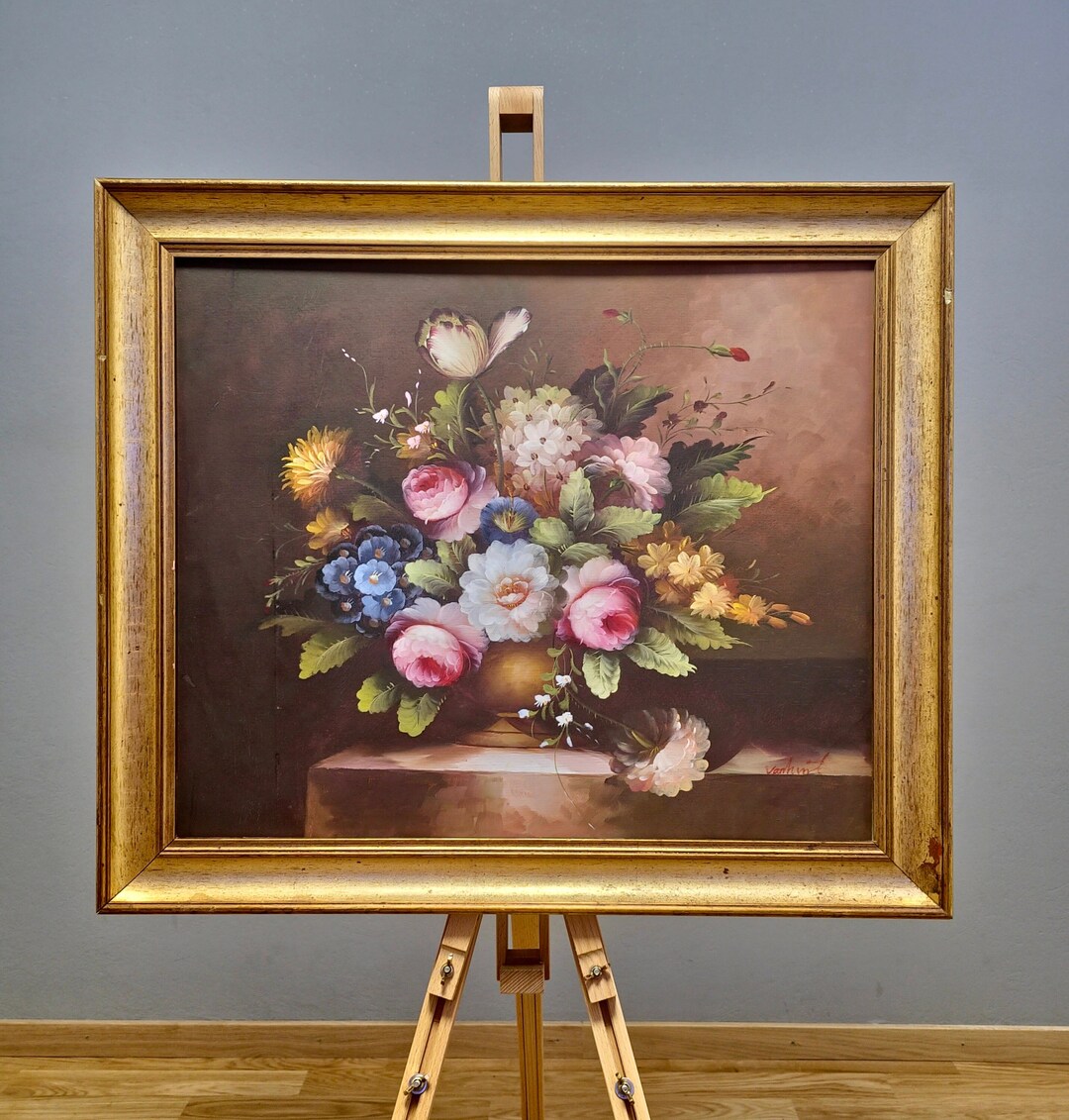 Dutch Floral Still Life Oil Painting on Canvas Vintage Dutch Realism ...