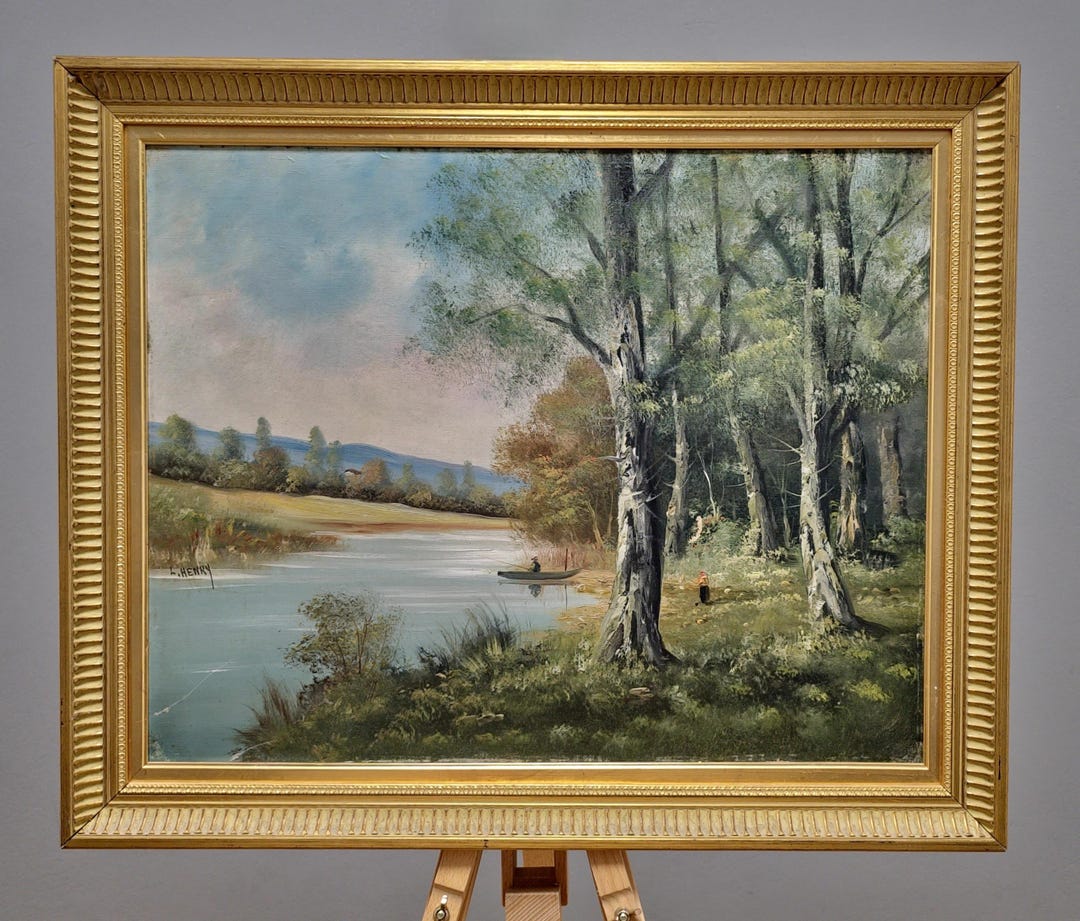 19th Century Antique French Oil Painting by L. Henry "harmony of Nature ...