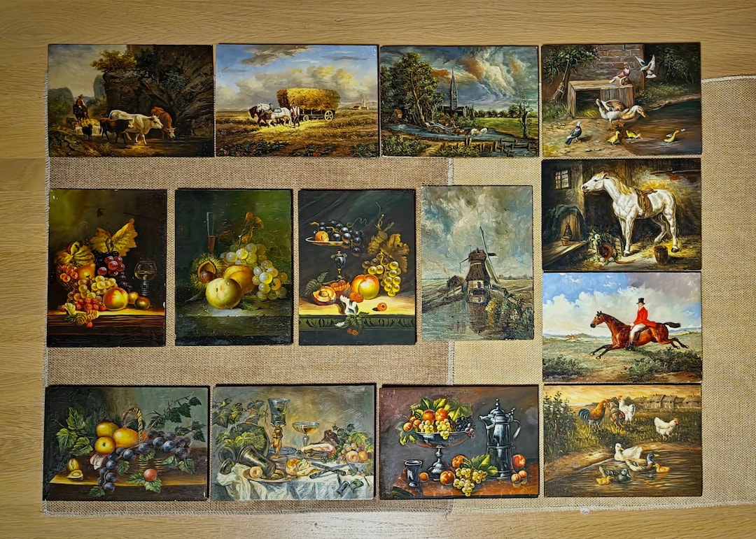 Small Vintage French Still Life and Landscape Oil Painting, Dutch Style ...