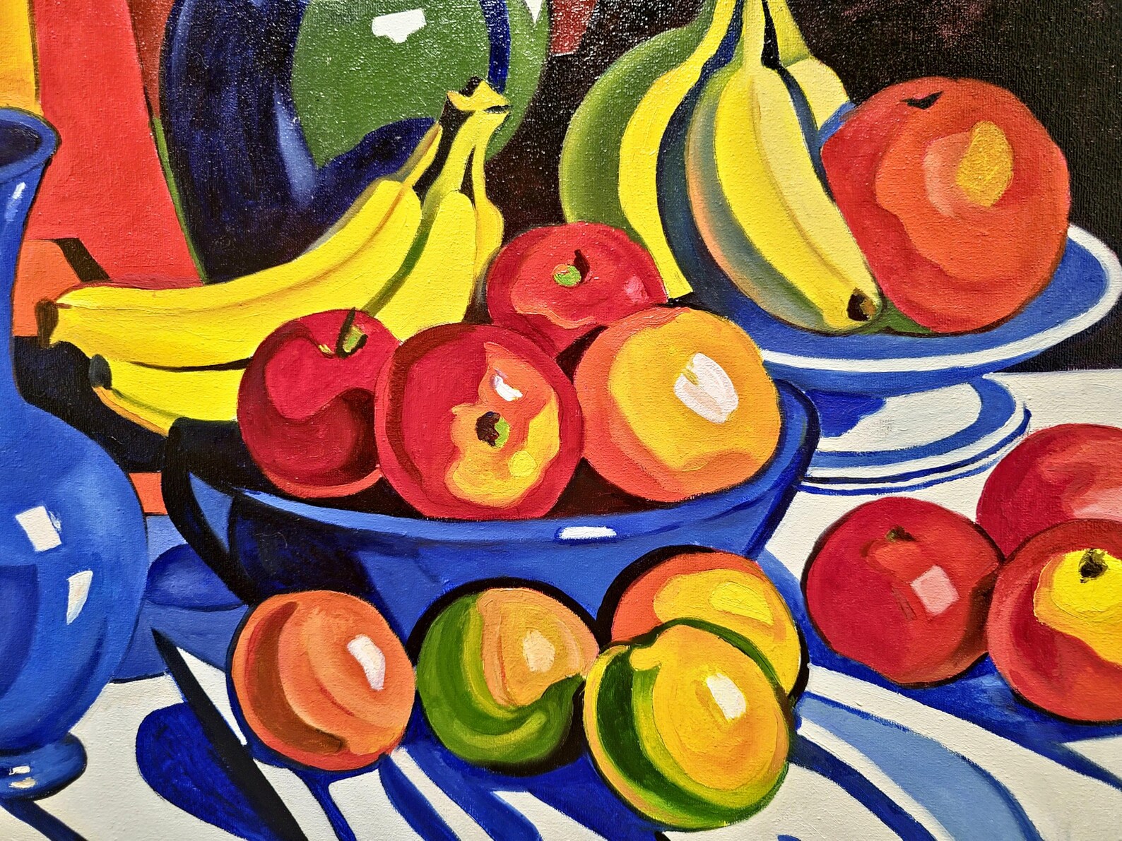 Contemporary Still Life Oil Painting, Modern Bold Colorful Fruits ...