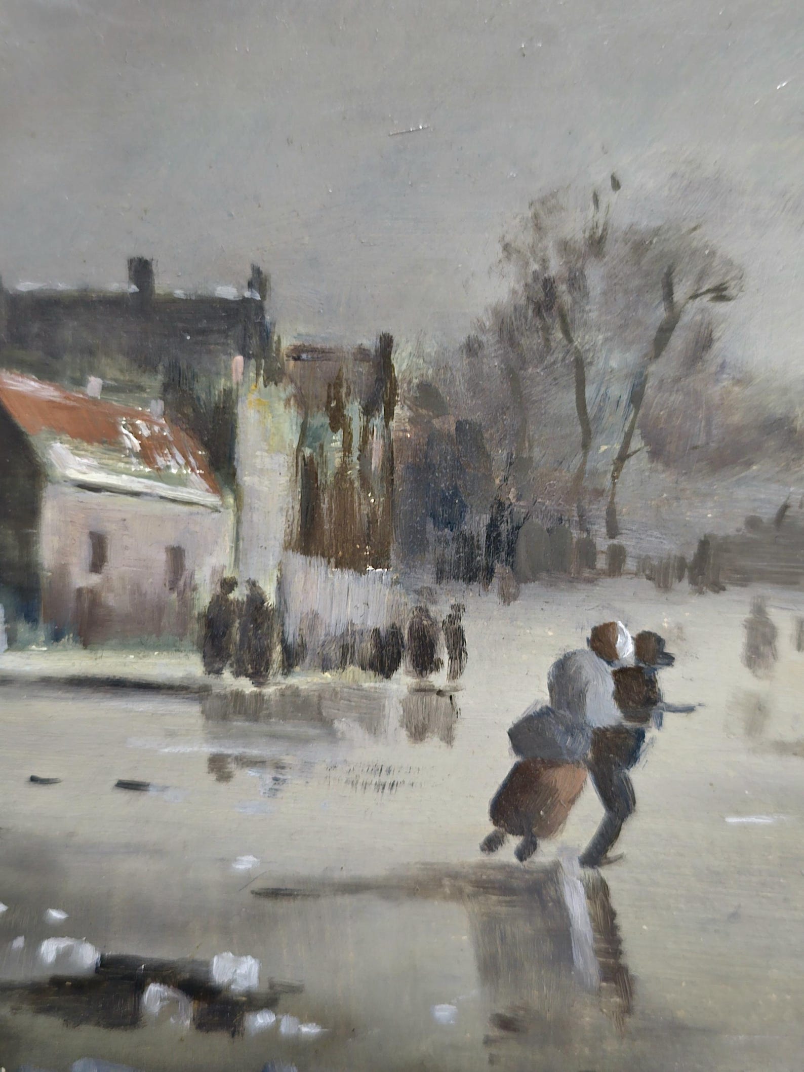 Antique Dutch Winter Landscape Oil Painting, Framed Original Artwork ...