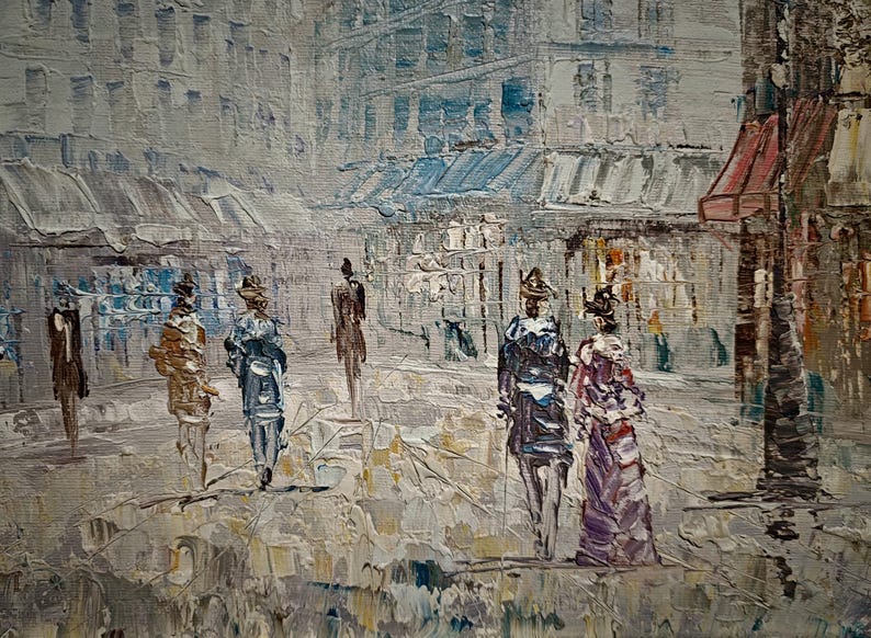 Antique French Impressionist Oil Painting, Paris Street Scene by ...