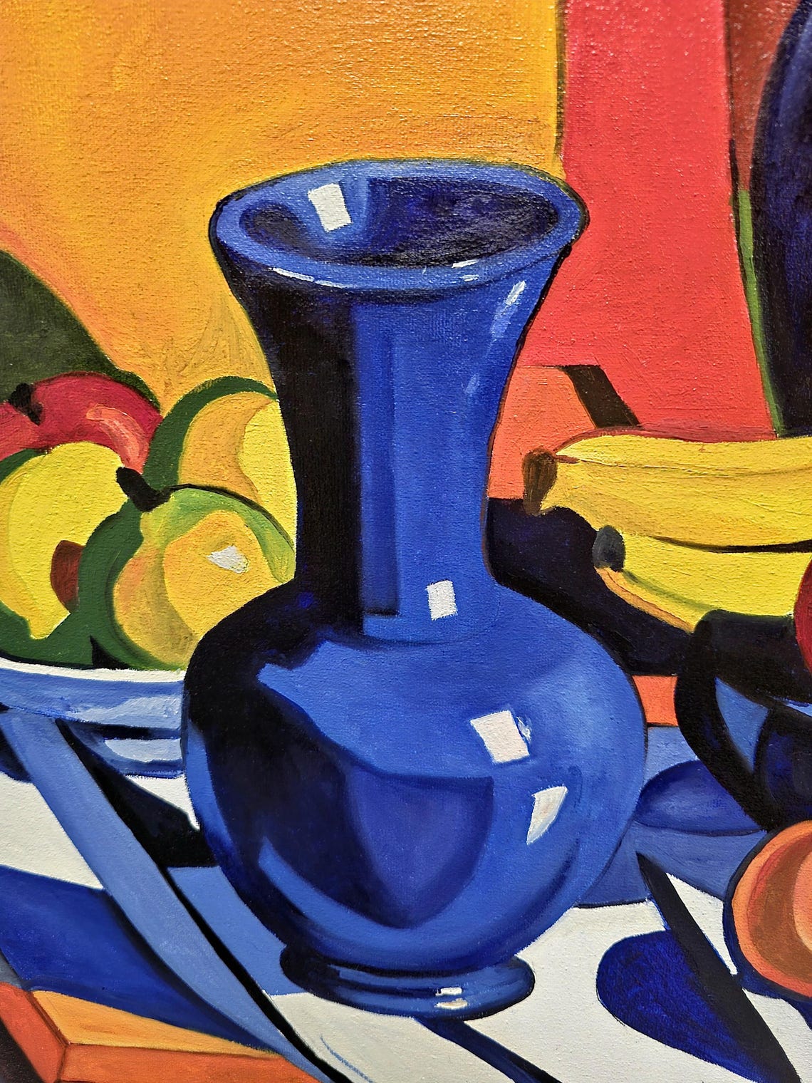 Contemporary Still Life Oil Painting, Modern Bold Colorful Fruits ...