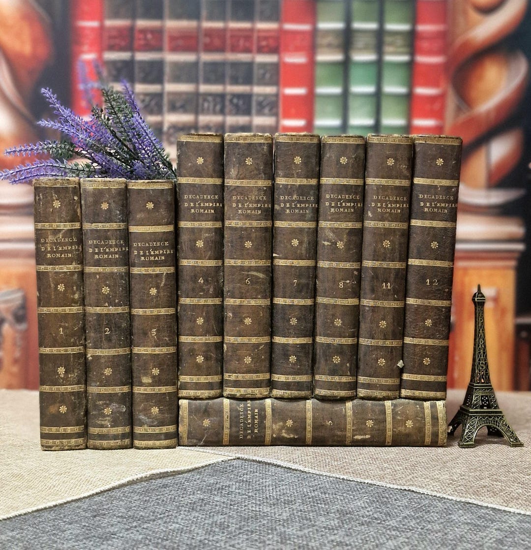 Antique French Books for Decor, Decorative Literature Set, Bookshelf ...