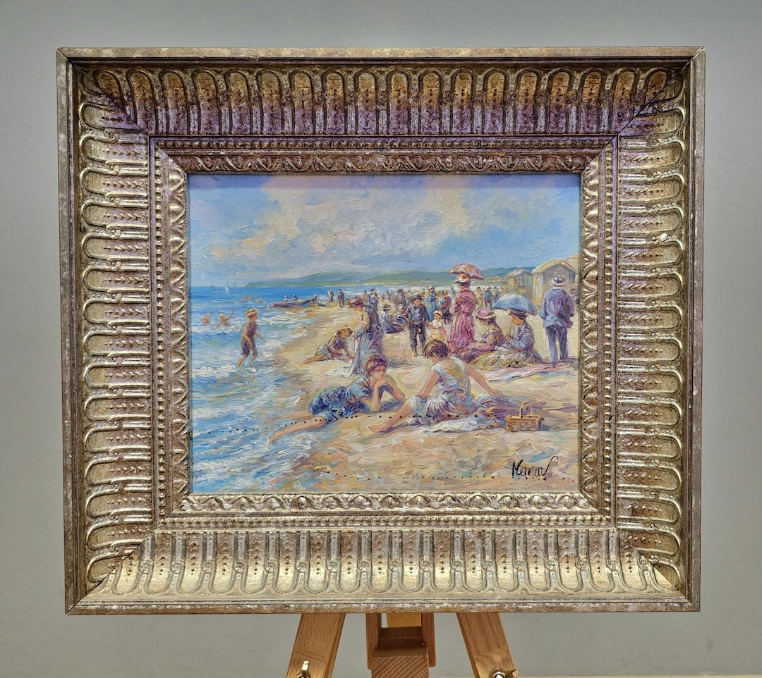 Vintage French Oil Painting – Seaside Wall Art With Coastal Charm ...
