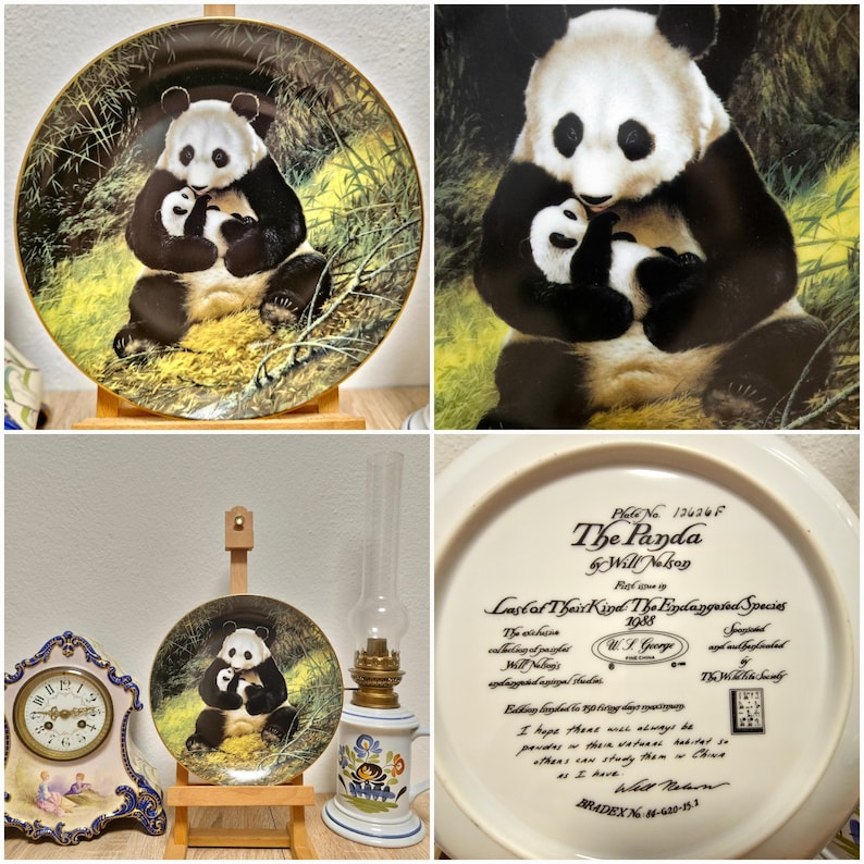 Vintage Wildlife Porcelain Plate, 22K Gold Rim, Collectible Animal Art ...