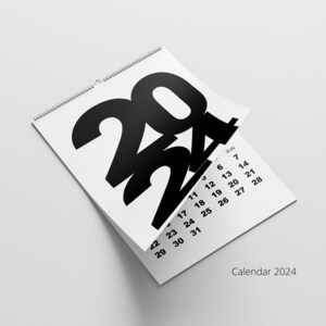 Wall Calendar 2024 Minimal Calendar 2024 Black-white Calendar A4 A3 - Etsy