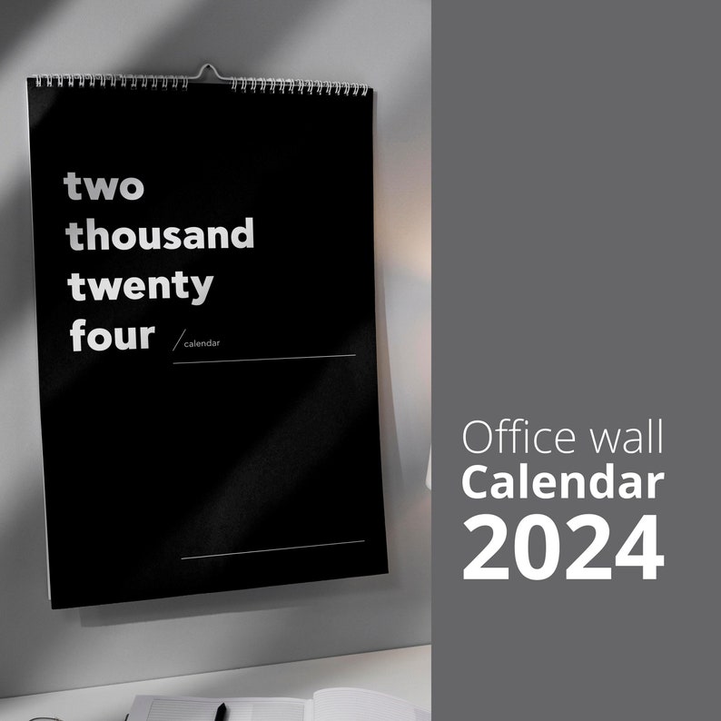 Wall Calendar 2024 Minimal Calendar 2024 Black-white Calendar A4 A3 - Etsy
