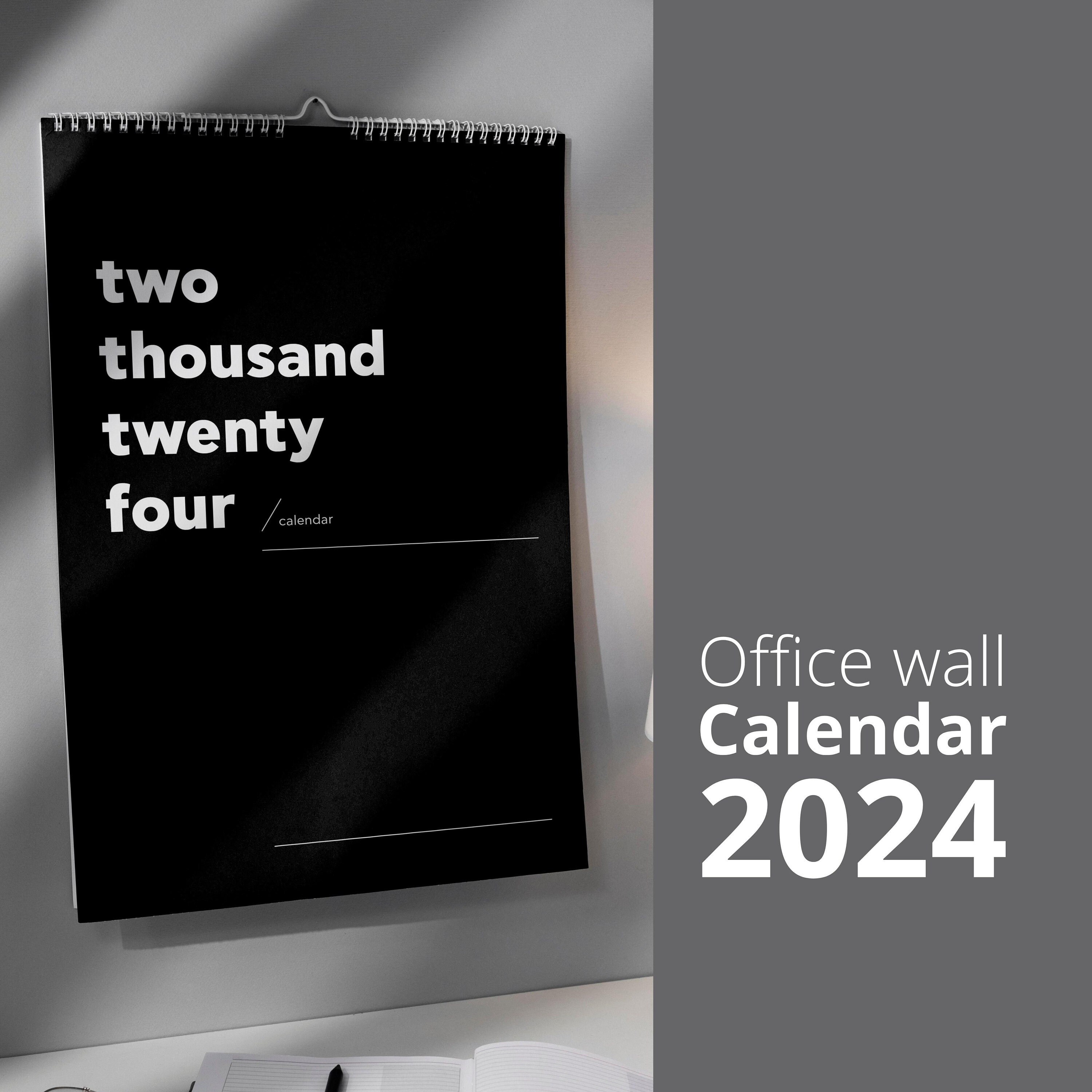 Wall Calendar 2024 Minimal Calendar 2024 Black-white Calendar A4 A3 - Etsy