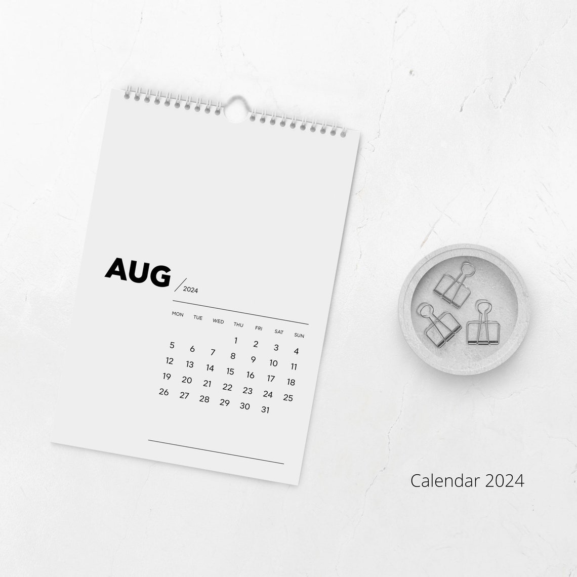 Wall Calendar 2024 Minimal Calendar 2024 Black-white Calendar A4 A3 - Etsy