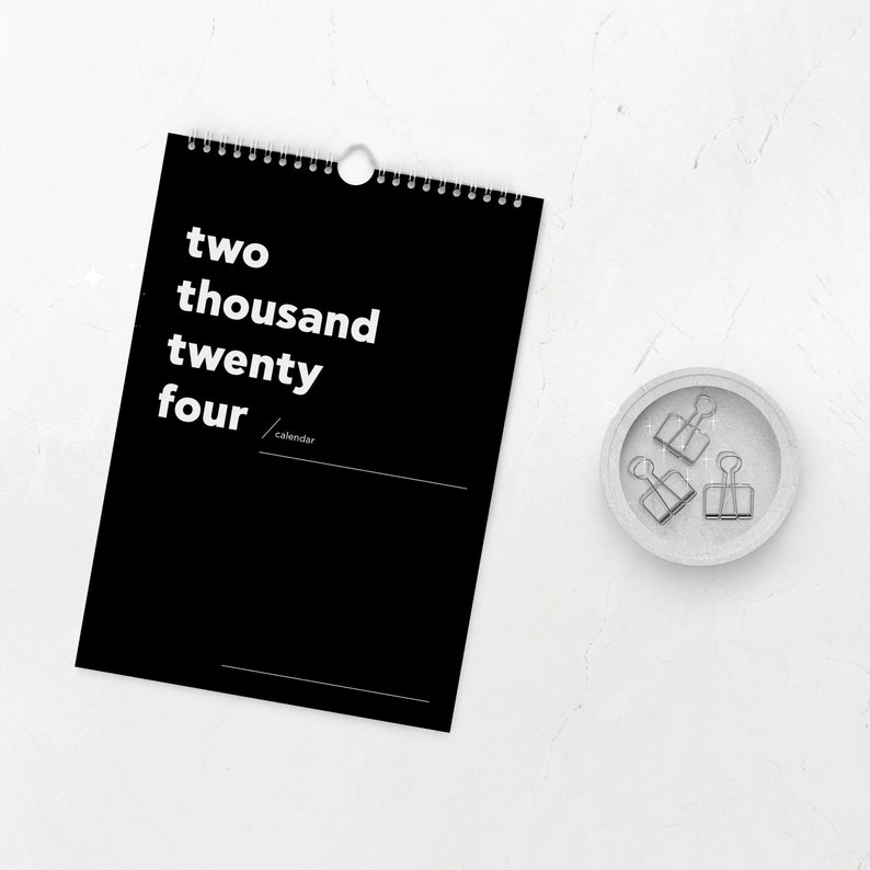 Wall Calendar 2024 Minimal Calendar 2024 Black-white Calendar A4 A3 - Etsy