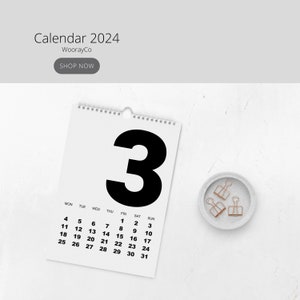 Wall Calendar 2024 Minimal Calendar 2024 Black-white Calendar A4 A3 - Etsy